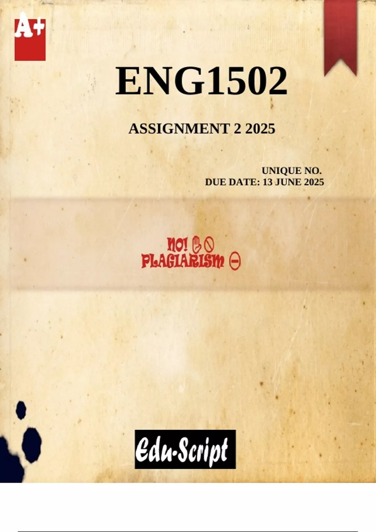 ENG1502 Assignment 2 (COMPLETE ANSWERS) 2025 - DUE 13 June 2025 - Foundations in English ...