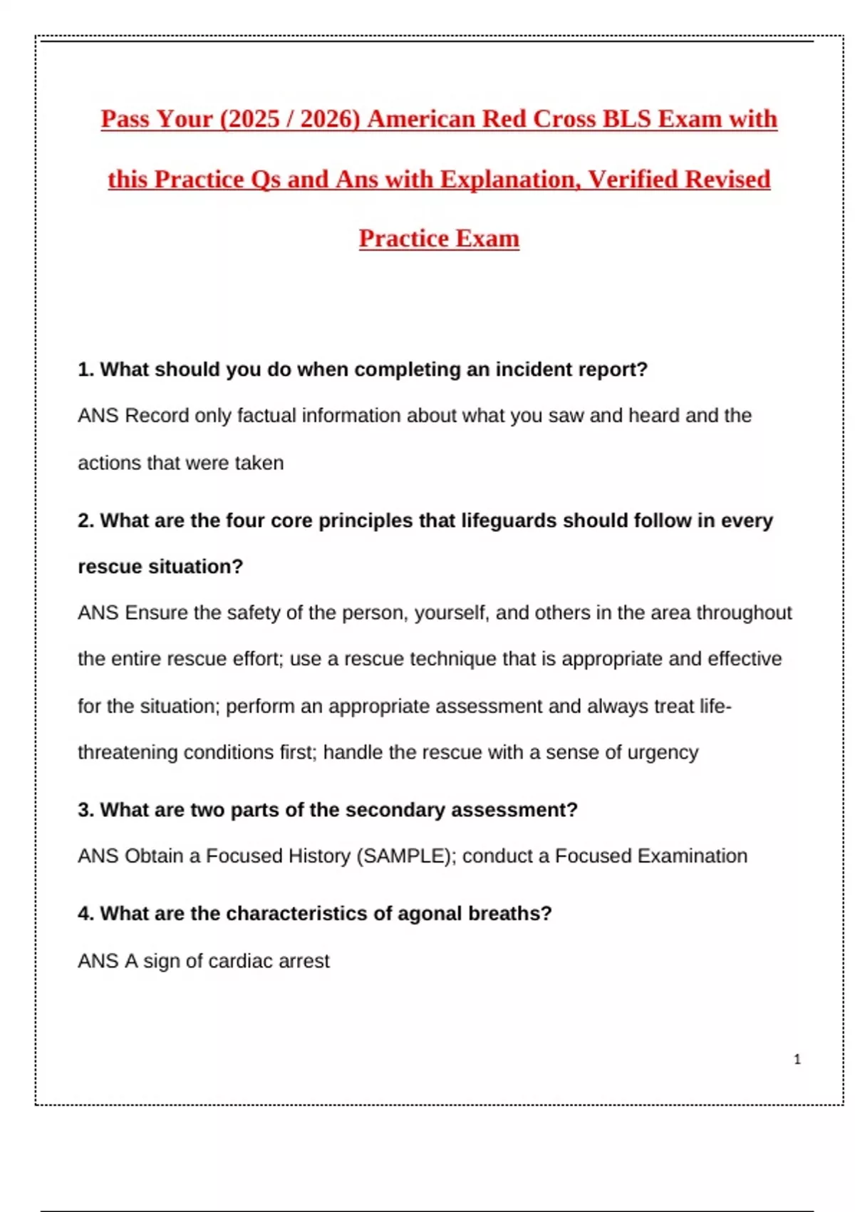 Pass Your (2025 / 2026) American Red Cross BLS Exam with this Practice ...