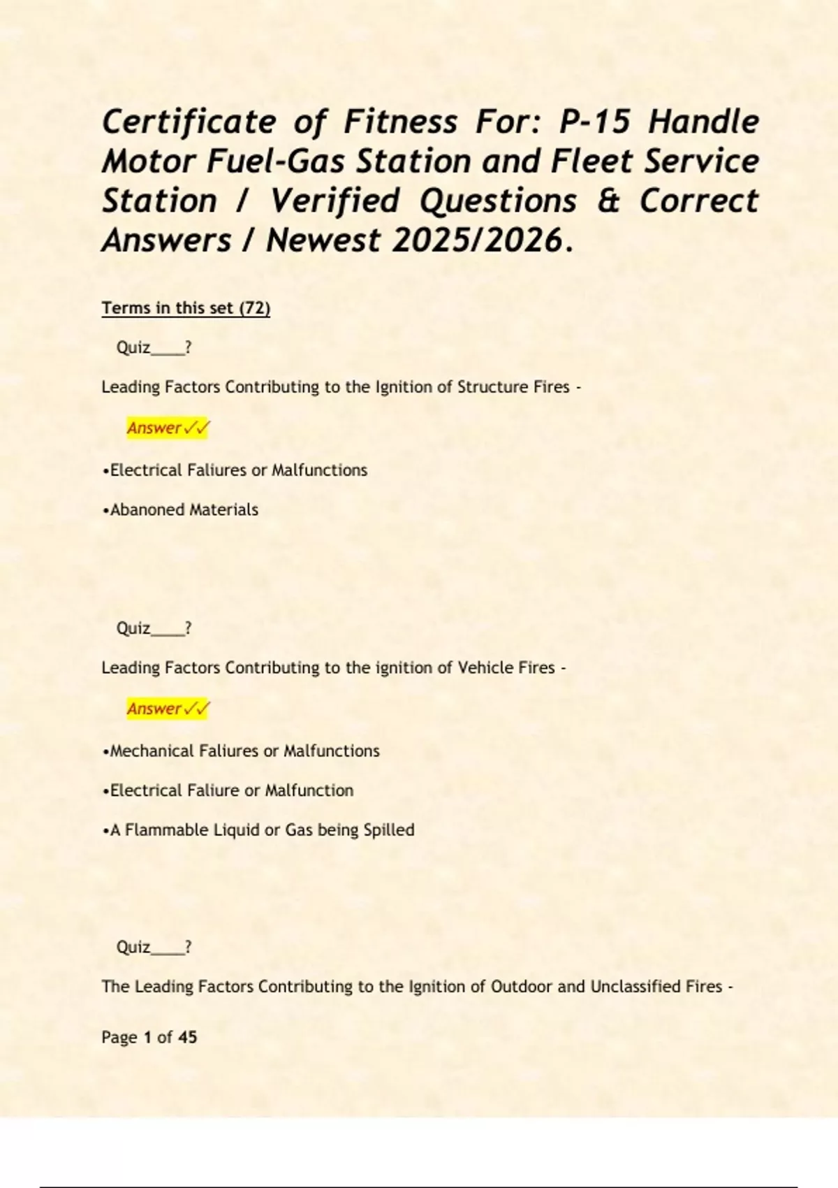 Certificate of Fitness For: P-15 Handle Motor Fuel-Gas Station and ...