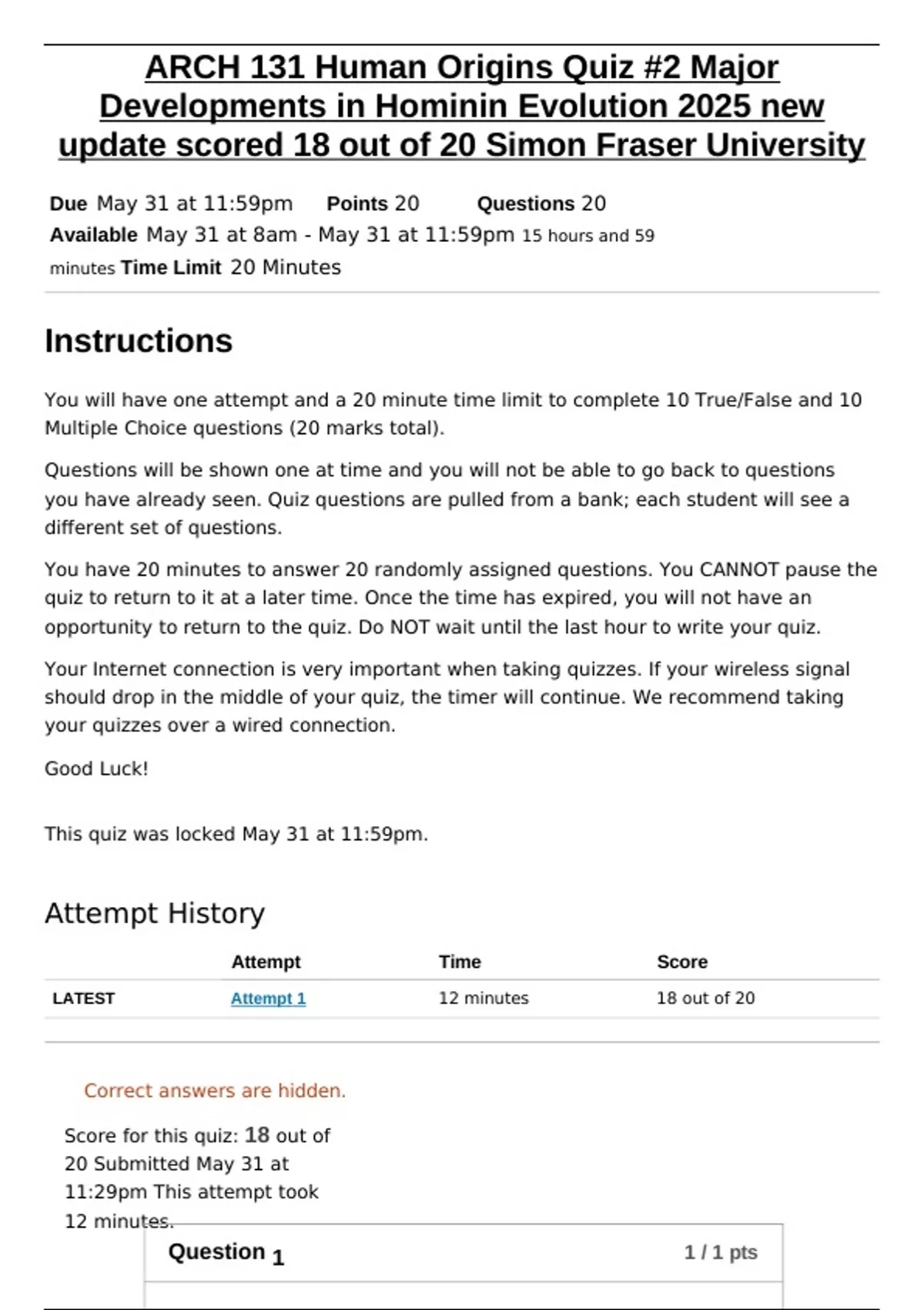 ARCH 131 Human Origins Quiz #2 Major Developments in Hominin Evolution ...