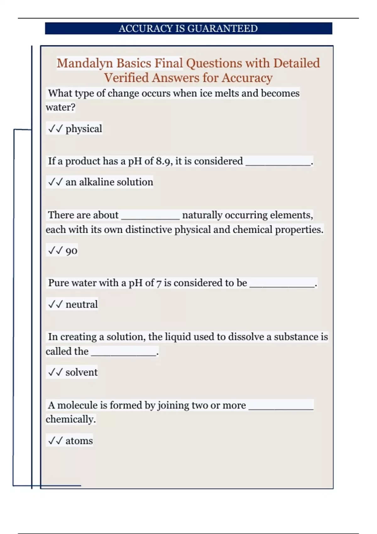 Mandalyn Basics Final Questions with Detailed Verified Answers for ...
