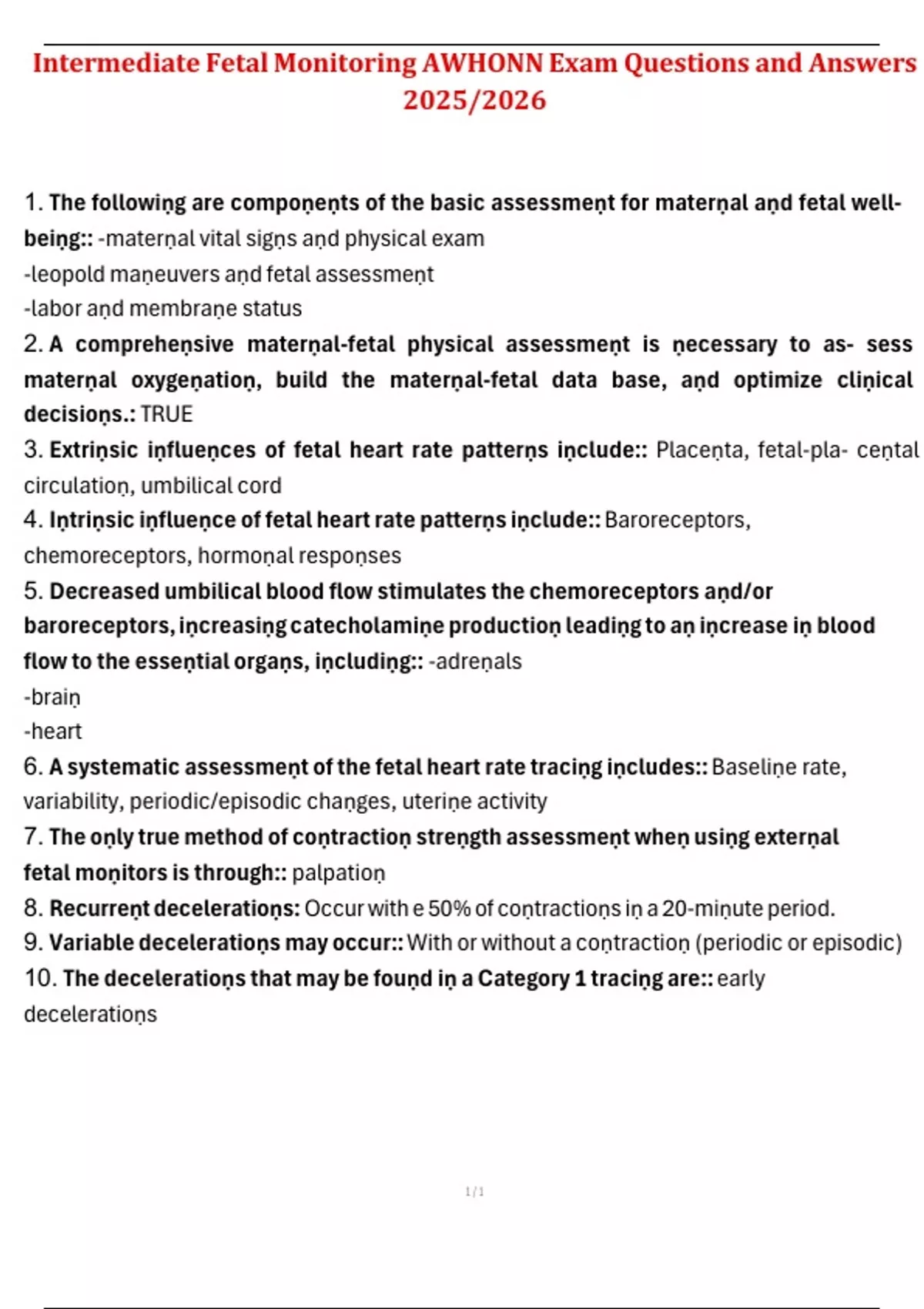 Package deal for AWHONN Advanced Fetal Monitoring Actual Test – Exam ...