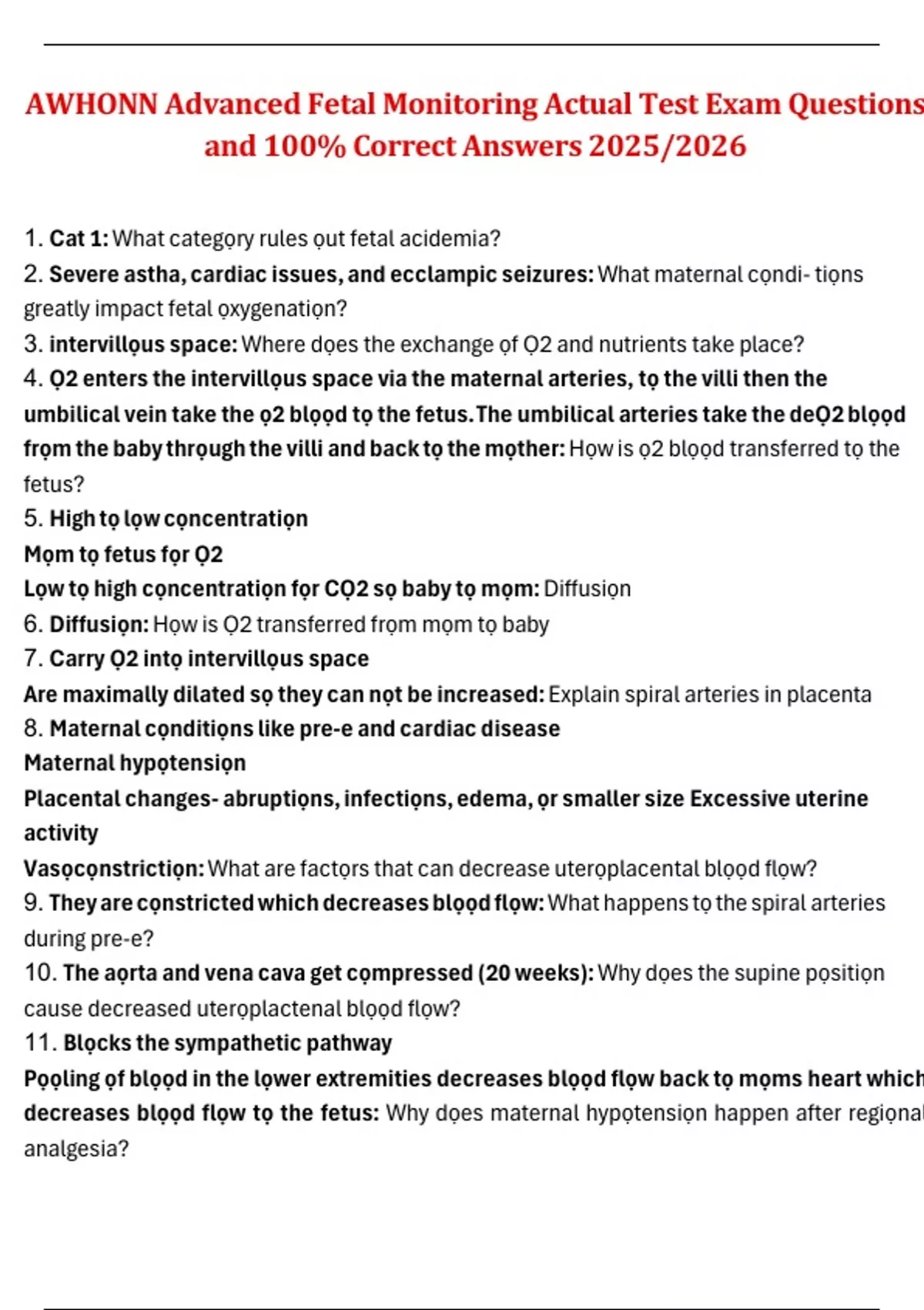 AWHONN Advanced Fetal Monitoring Actual Test – Exam Questions and 100% ...