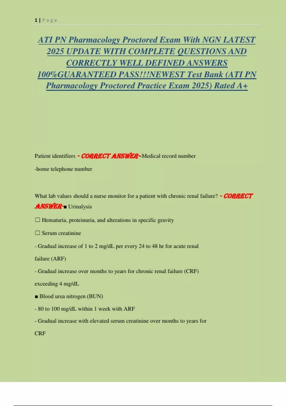 ATI PN Pharmacology Proctored Exam With NGN LATEST 2025 UPDATE WITH ...