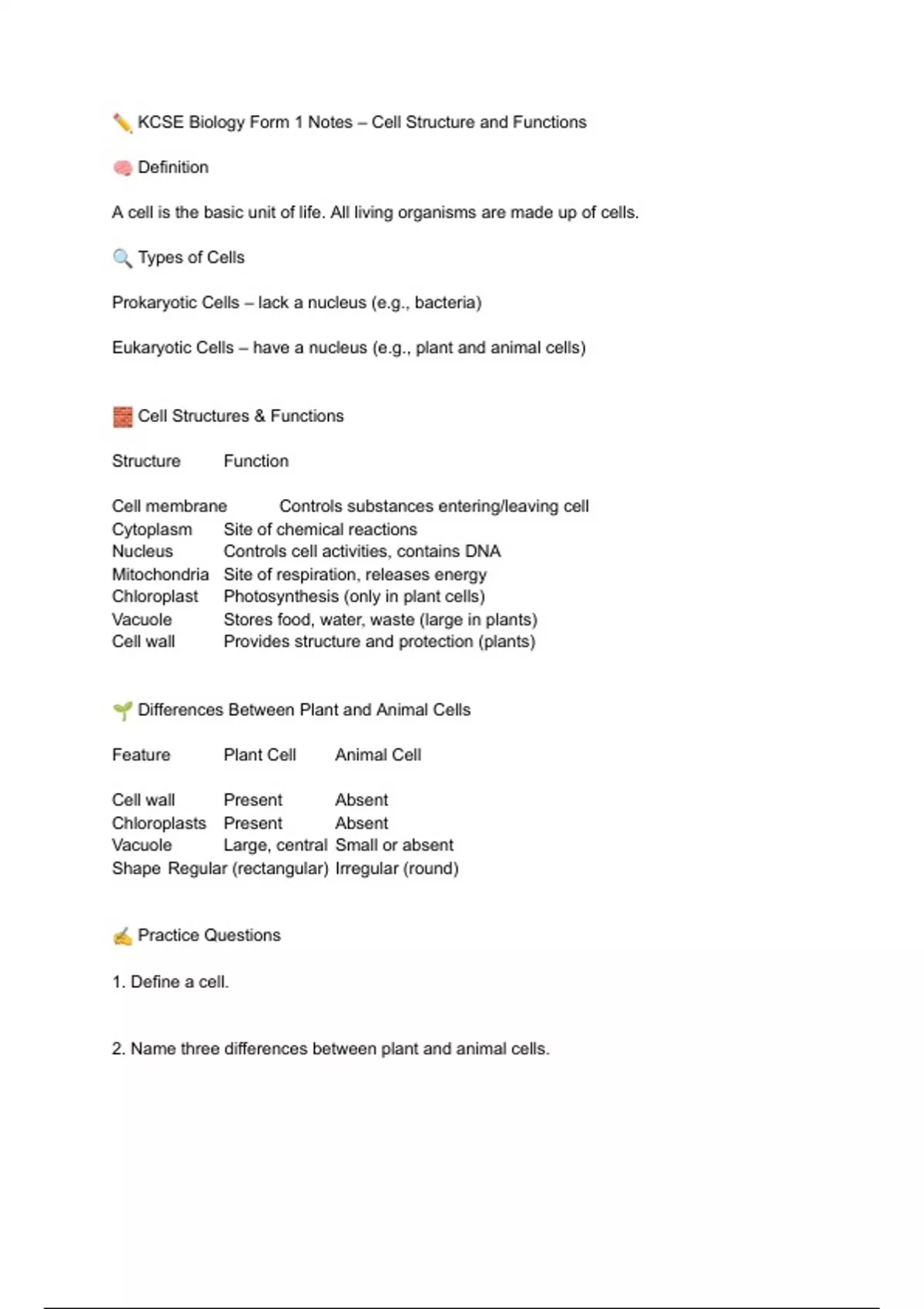 Summary https://[BiologyNotesOnline]/cell-structure-and-functions.pdf ...