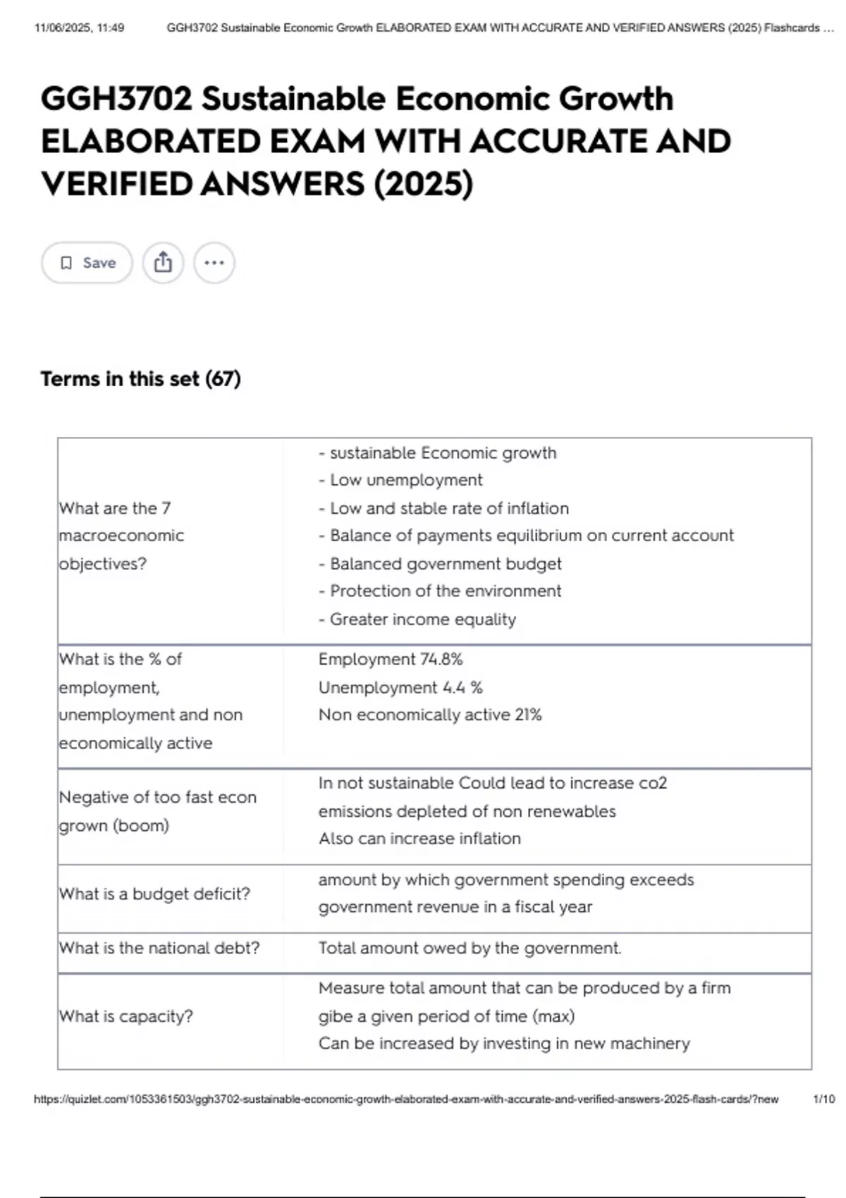 GGH3702 Sustainable Economic Growth exam ELABORATED EXAM WITH ACCURATE ...