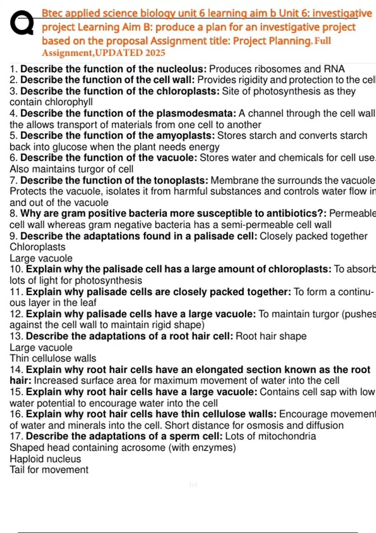 Btec applied science biology unit 6 learning aim b Unit 6 ...