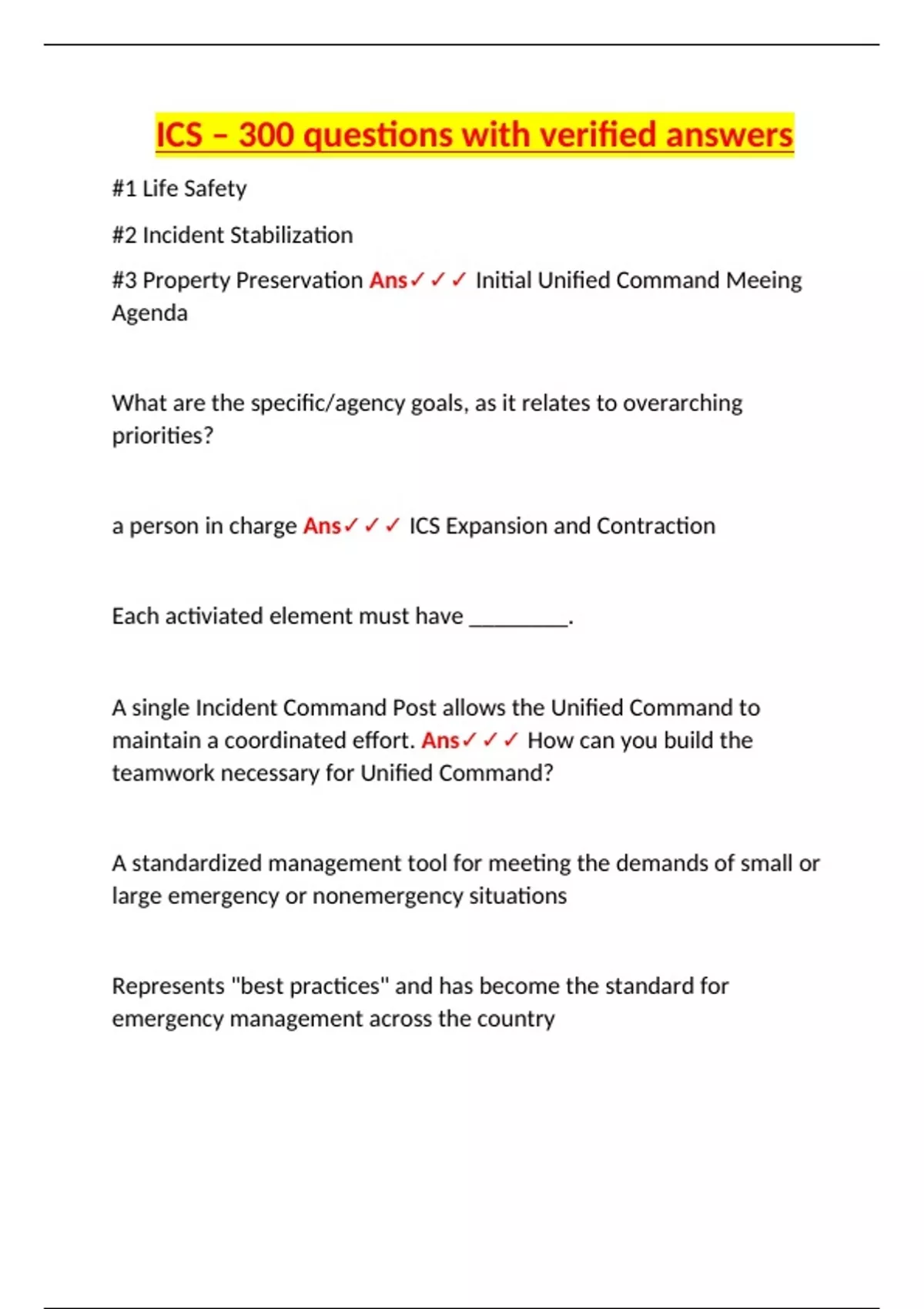 ICS 300 – Intermediate Incident Command System for Expanding Incidents ...