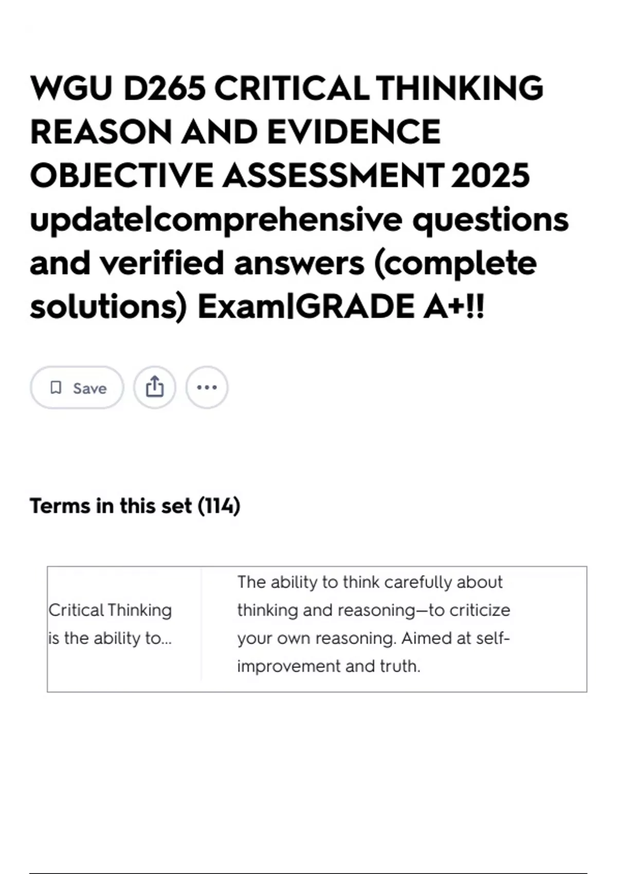 WGU D265 CRITICAL THINKING REASON AND EVIDENCE OBJECTIVE ASSESSMENT ...