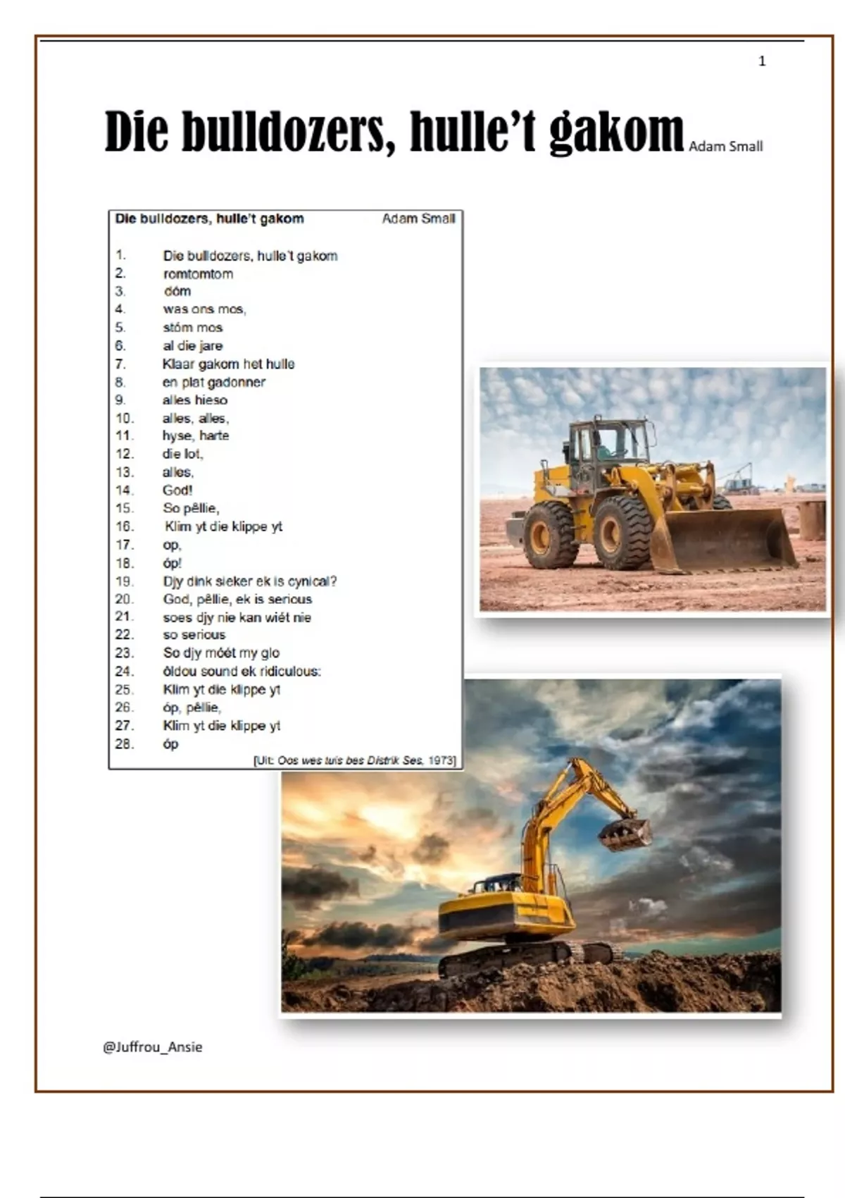 Summary Die Bulldozers, Hulle't gakom Deur Adam small, Kleurvolle en ...