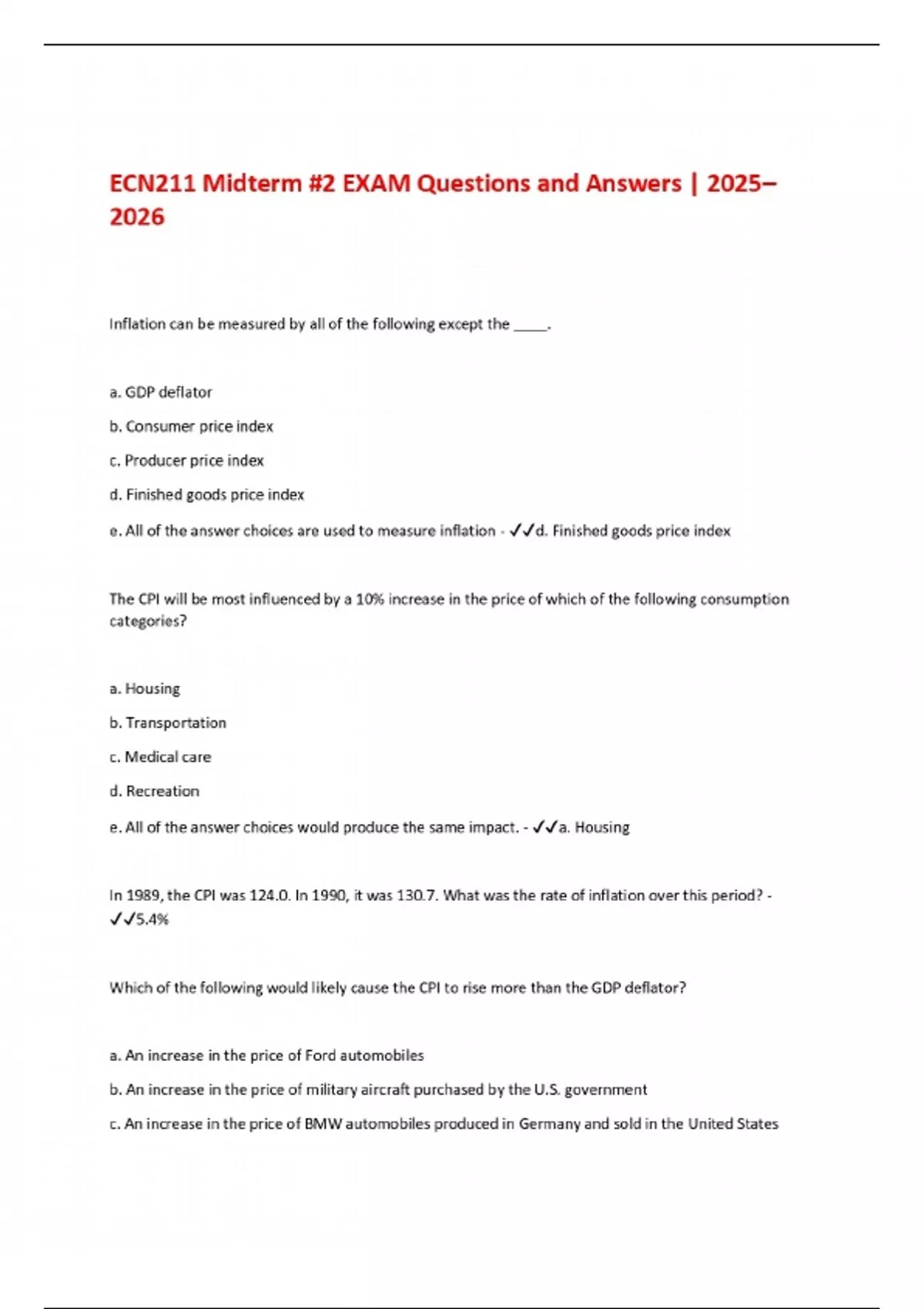 ECN211 Midterm #2 EXAM Questions and Answers | 2025– 2026 - ECN 211 ...