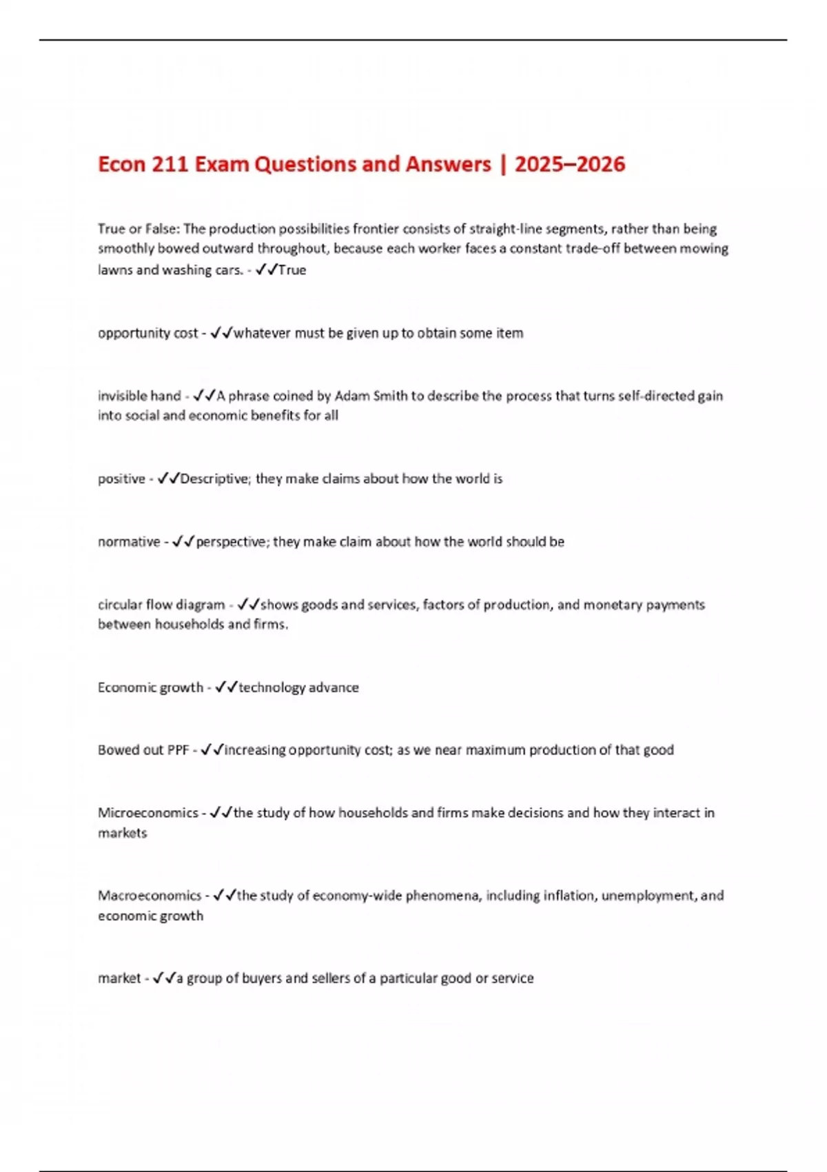 Econ 211 Exam Questions and Answers | 2025–2026 - ECN 211 - Stuvia US