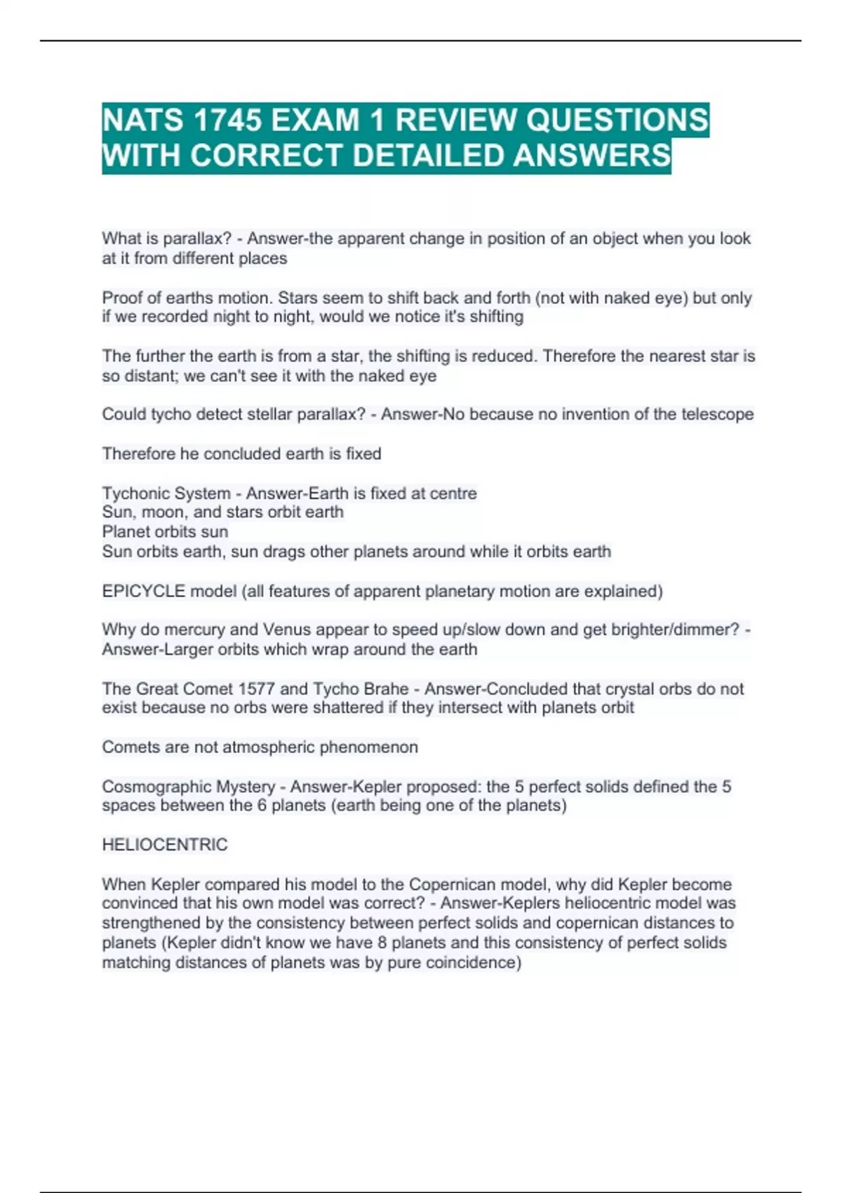 NATS 1745 EXAM 1 REVIEW QUESTIONS WITH CORRECT DETAILED ANSWERS - NATS ...