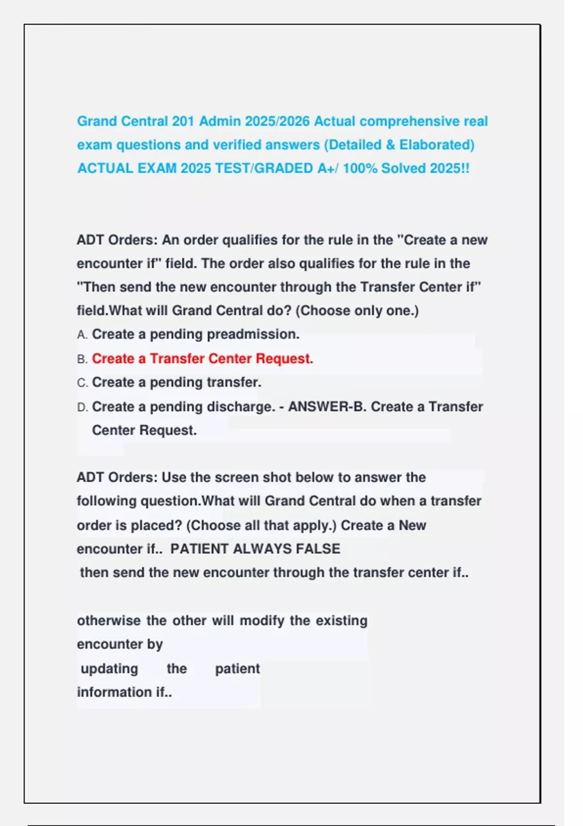 Grand Central 201 Admin 2025/2026 Actual comprehensive real exam ...