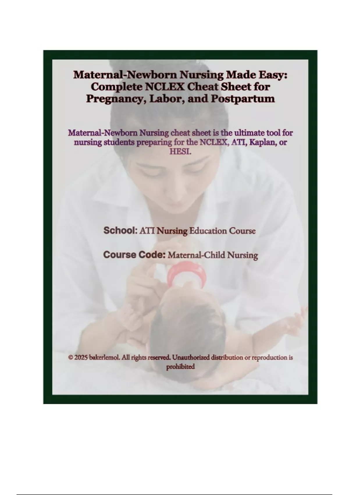 Maternal-Newborn Nursing Master Guide with NCLEX Questions: Pregnancy ...