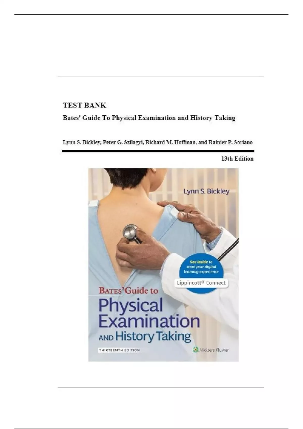 Test Bank for Bates’ Guide To Physical Examination and History Taking ...