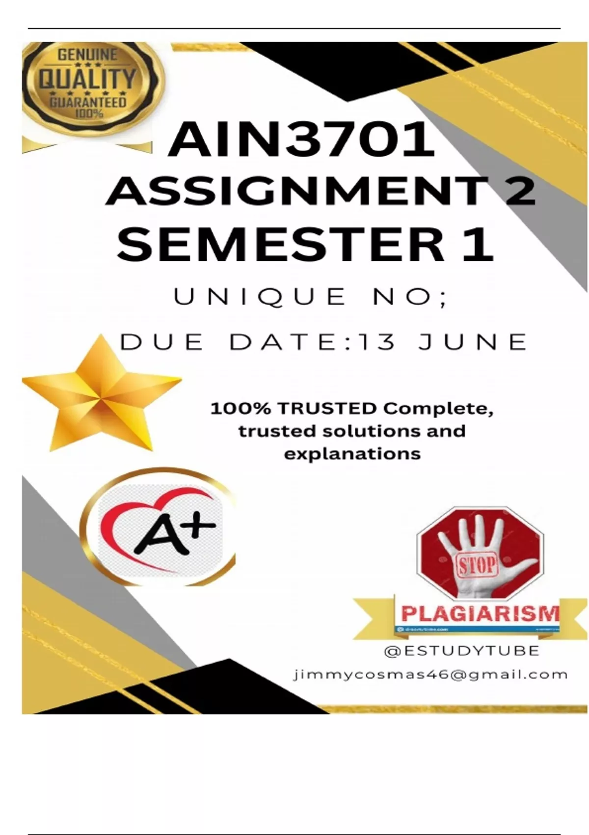 AIN3701 Assignment 2 (COMPLETE ANSWERS) Semester 1 2025 - DUE 13 June ...