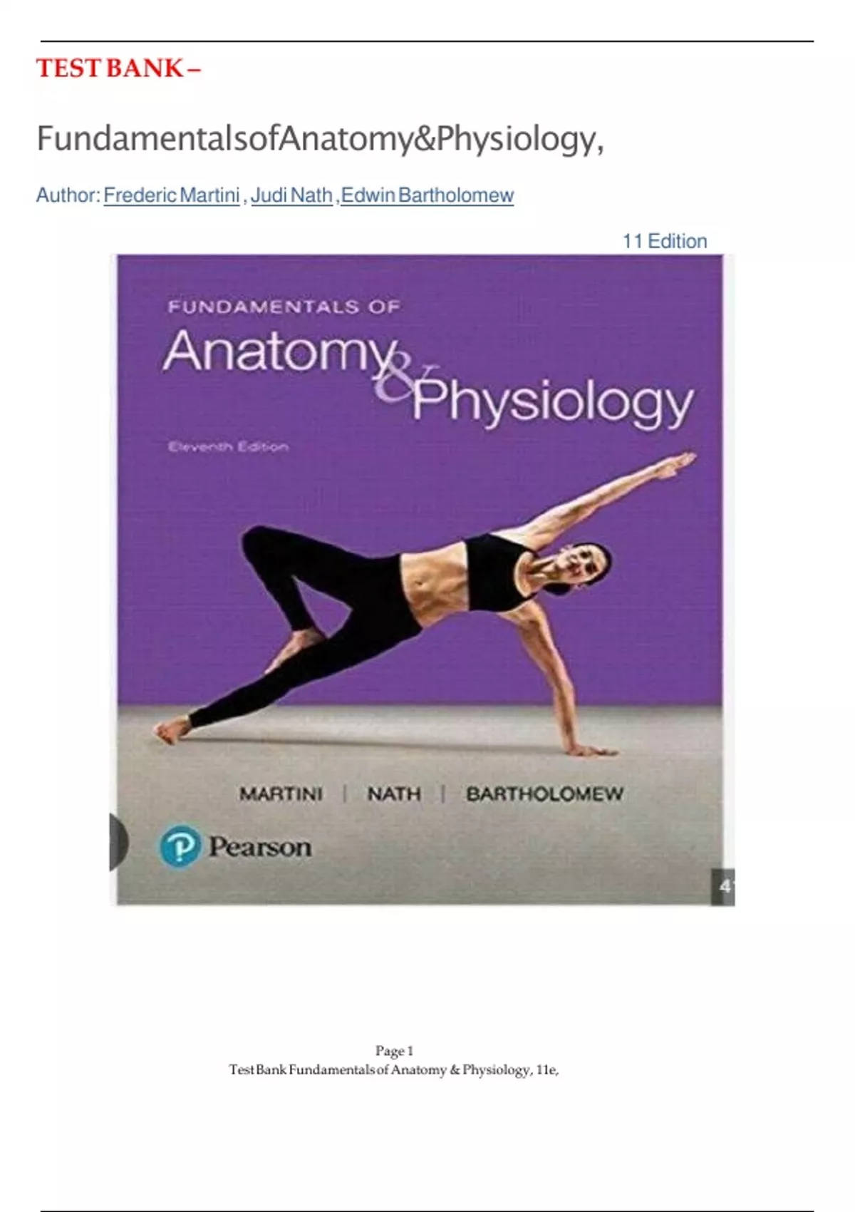 Test Bank-Fundamentals of Anatomy and Physiology 11th Edition-Grades A+ ...