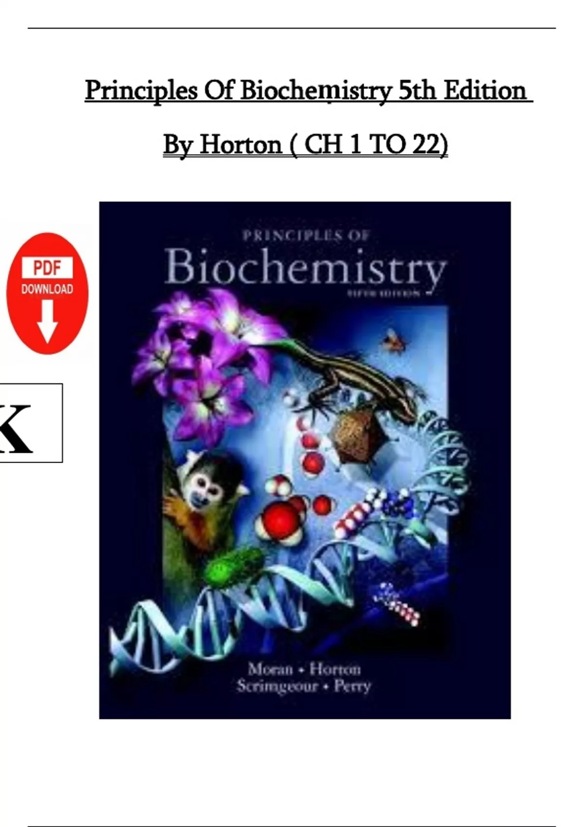 Principles Of Biochemistry 5th Edition; By Laurence Moran & 3 more| All ...