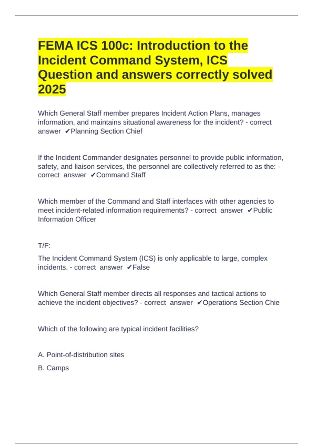 FEMA ICS 100c: Introduction to the Incident Command System, ICS ...