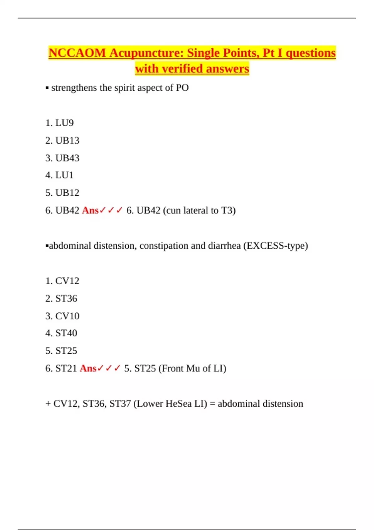 NCCAOM Acupuncture – Single Point Functions and Indications, Part I ...