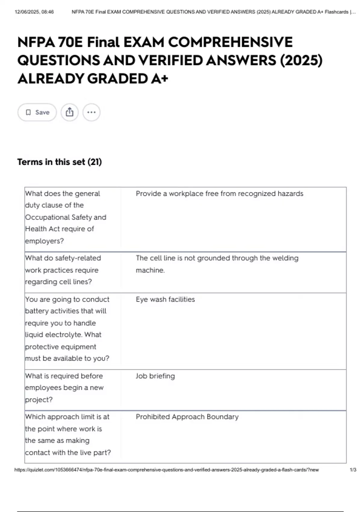 NFPA 70E Final EXAM COMPREHENSIVE QUESTIONS AND VERIFIED ANSWERS (2025 ...