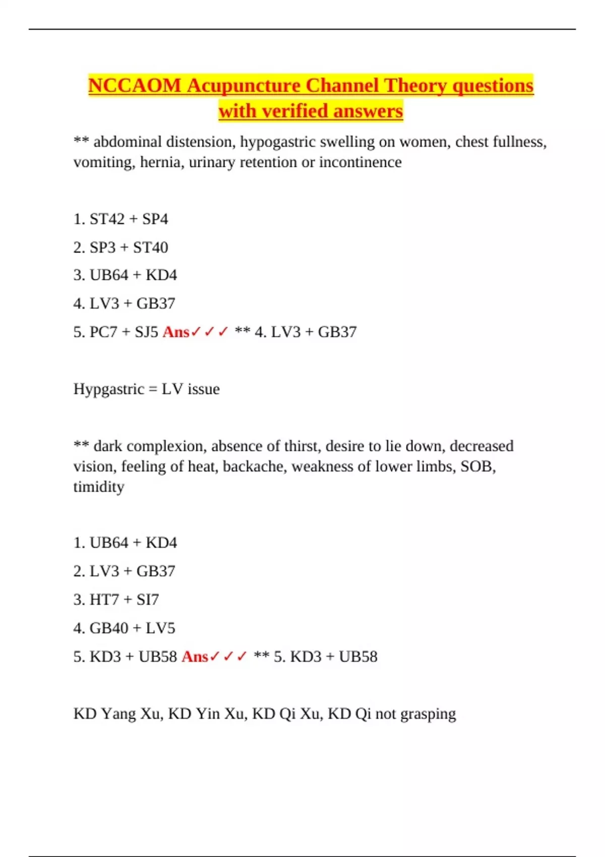 NCCAOM Acupuncture – Channel Theory Practice Questions with Verified ...