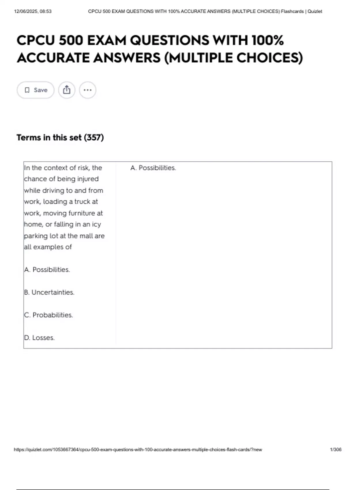 CPCU 500 EXAM QUESTIONS WITH 100% ACCURATE ANSWERS (MULTIPLE CHOICES) - CPCU 500 - Stuvia US