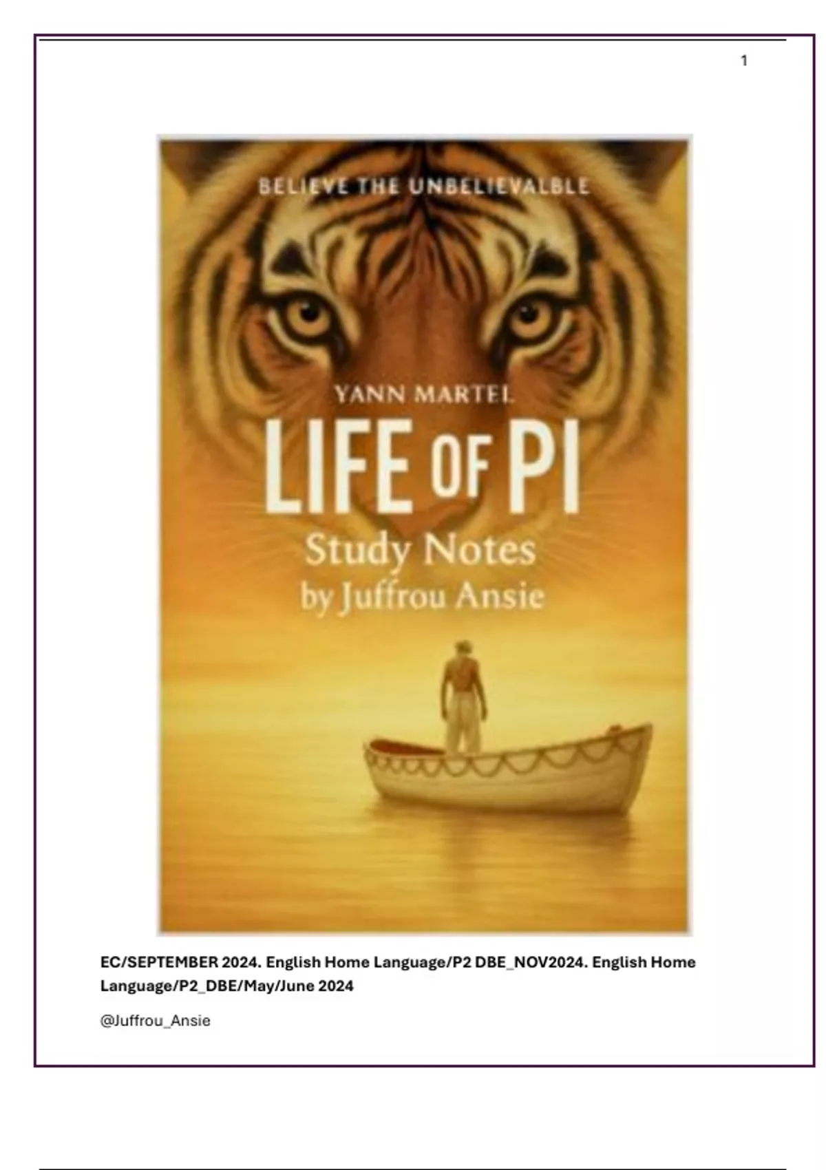 Summary Life of Pi By Yann Martel , A brilliantly and Compact Story ...