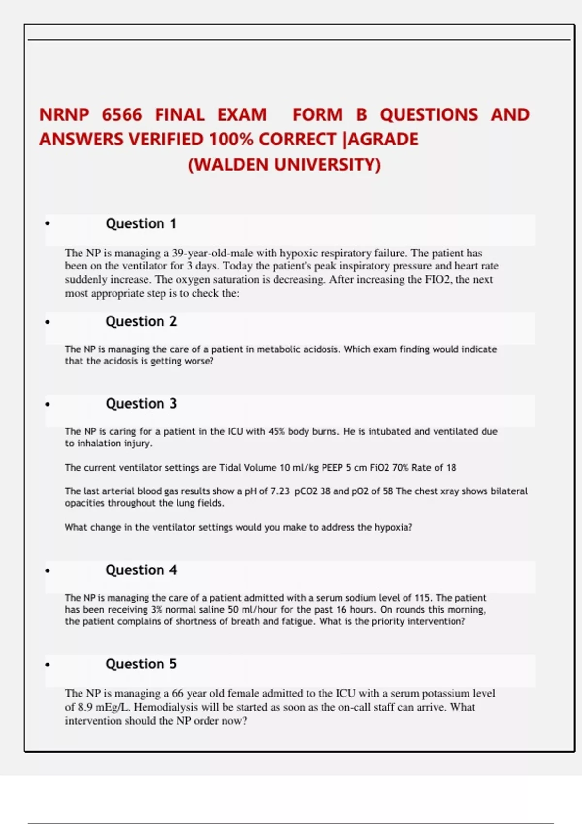 NRNP 6566 FINAL EXAM FORM B QUESTIONS AND ANSWERS VERIFIED 100% CORRECT ...