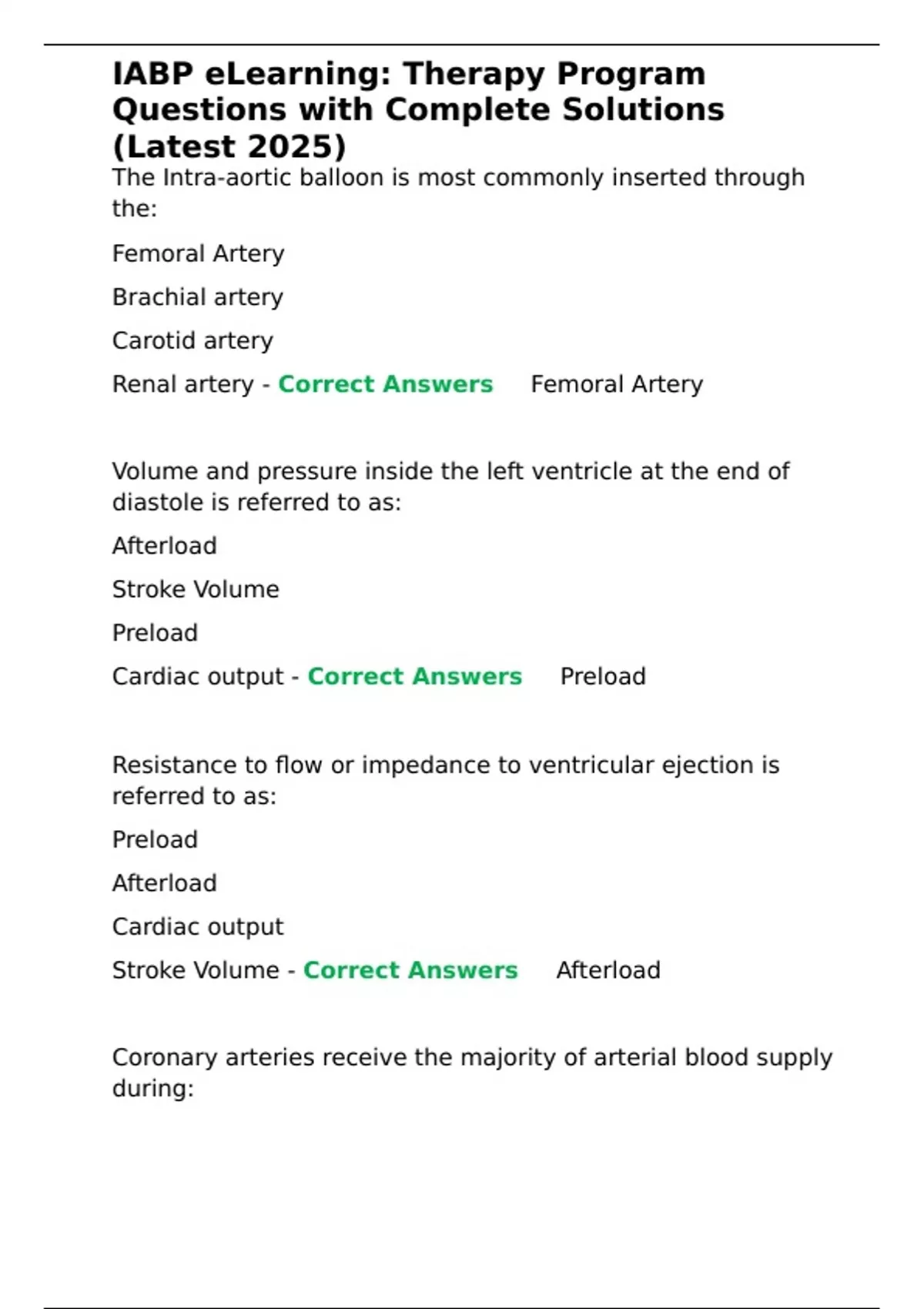 IABP eLearning Therapy Program Questions with Complete Solutions ...