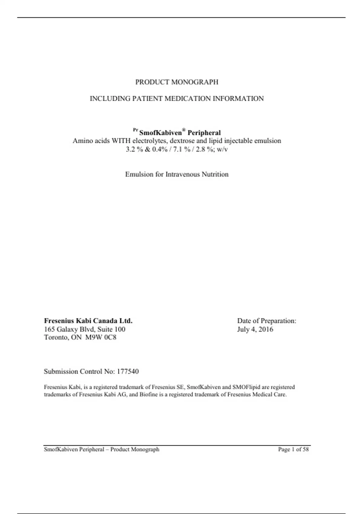 PRODUCT MONOGRAPH INCLUDING PATIENT MEDICATION INFORMATION Pr ...