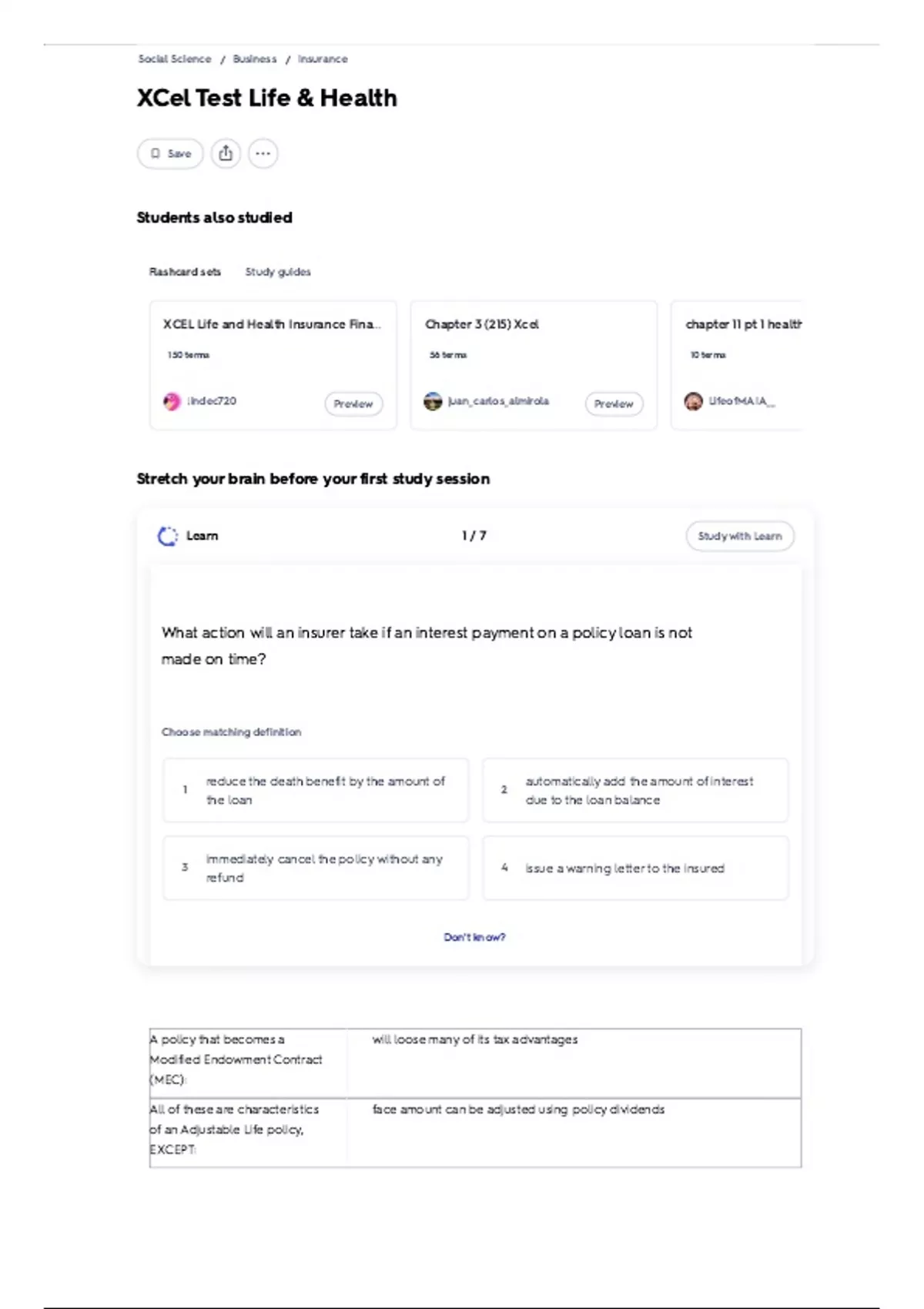 XCel Test Life & Health Exam LATEST VERSION 2025 ACTUAL EXAM TEST BANK ...