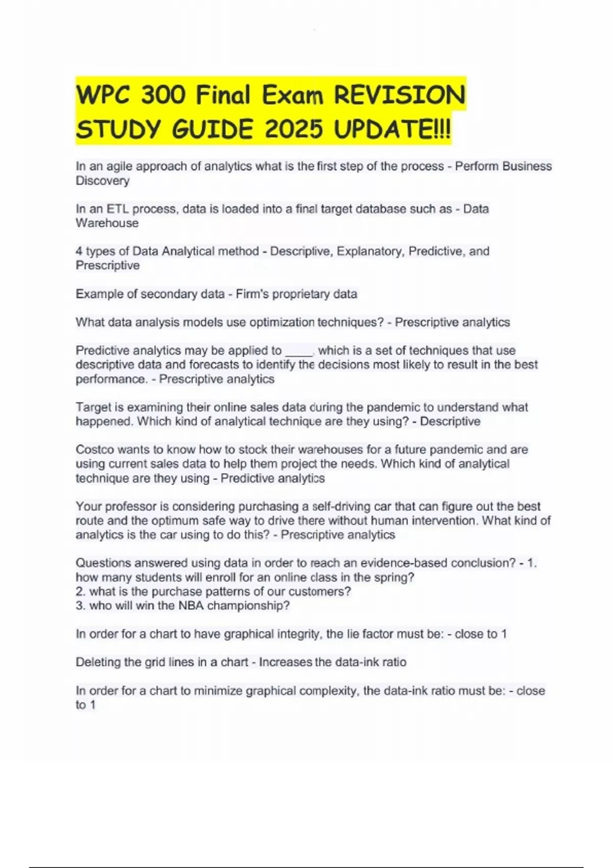 WPC 300 Final Exam REVISION STUDY GUIDE 2025 (100% Accurate & Updated ...