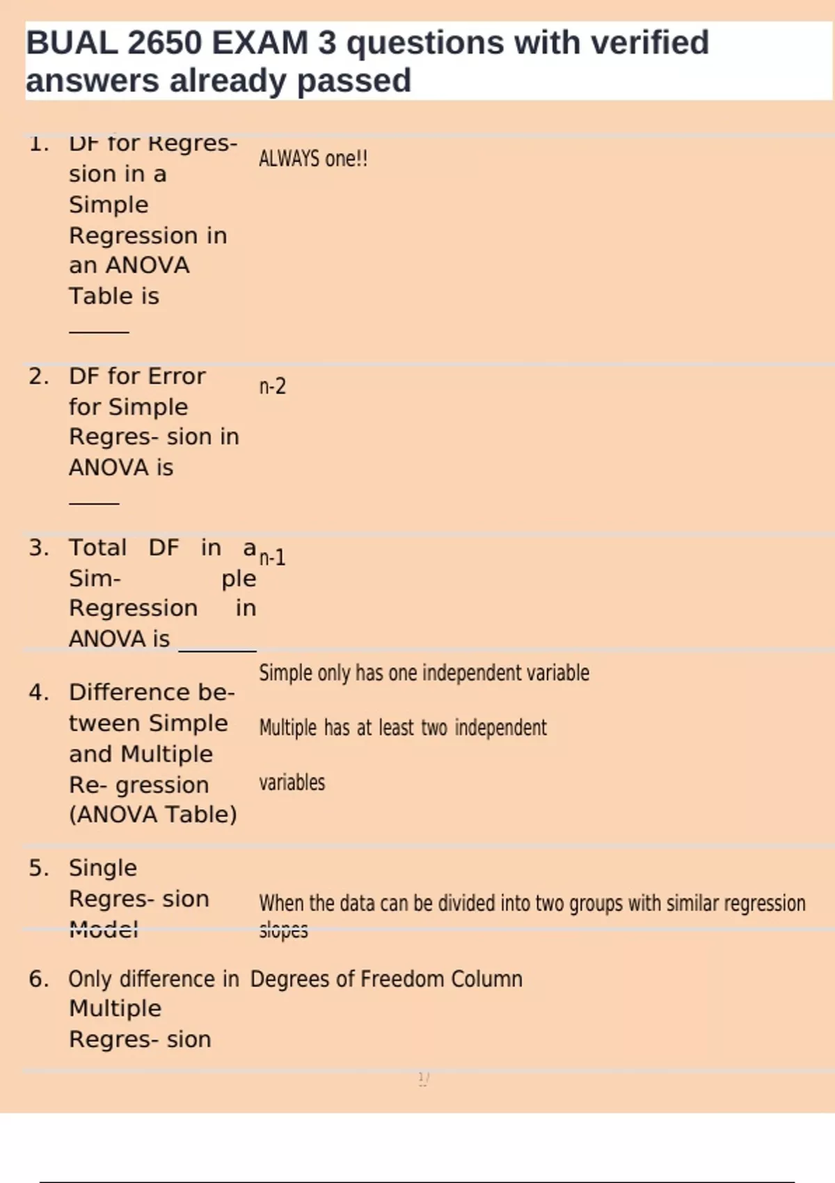 BUAL 2650 EXAM 3 questions with verified answers already passed - BUAL ...