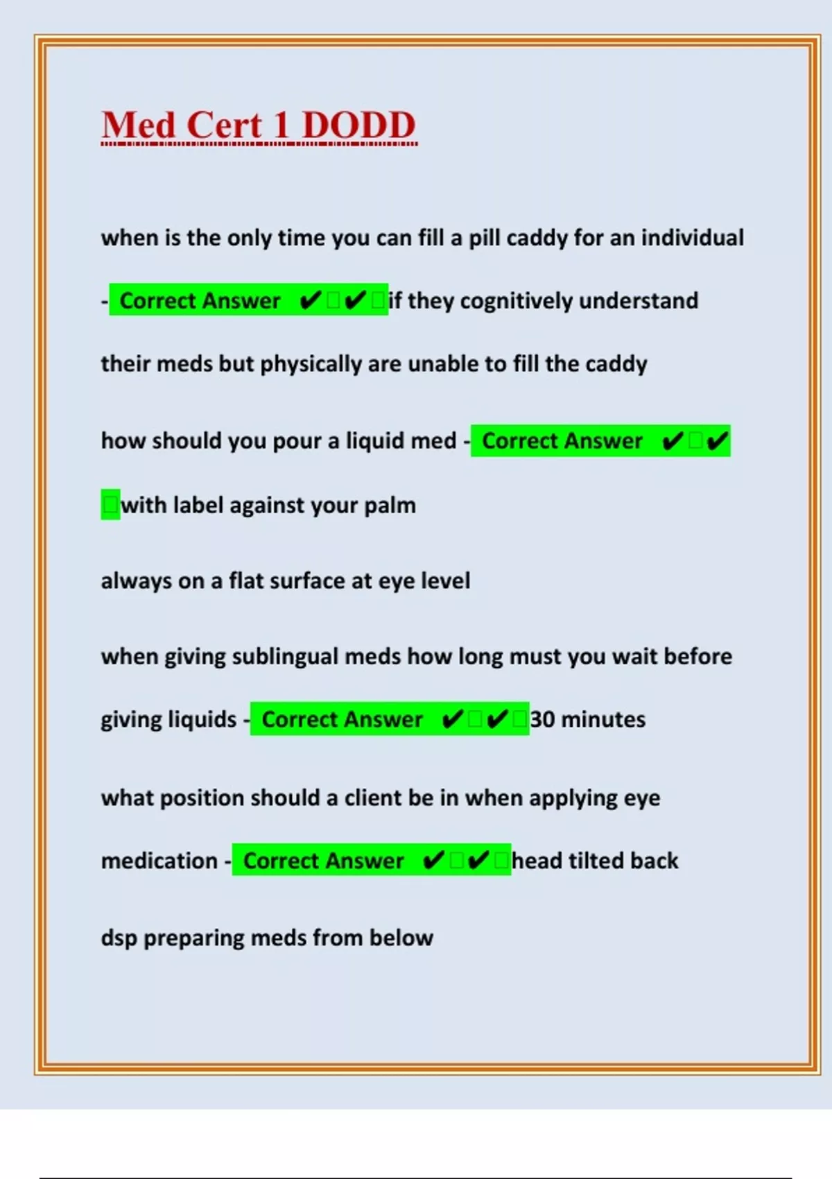 Med Cert 1 DODD Ace It All: Premium Exam Practice with Real Results ...