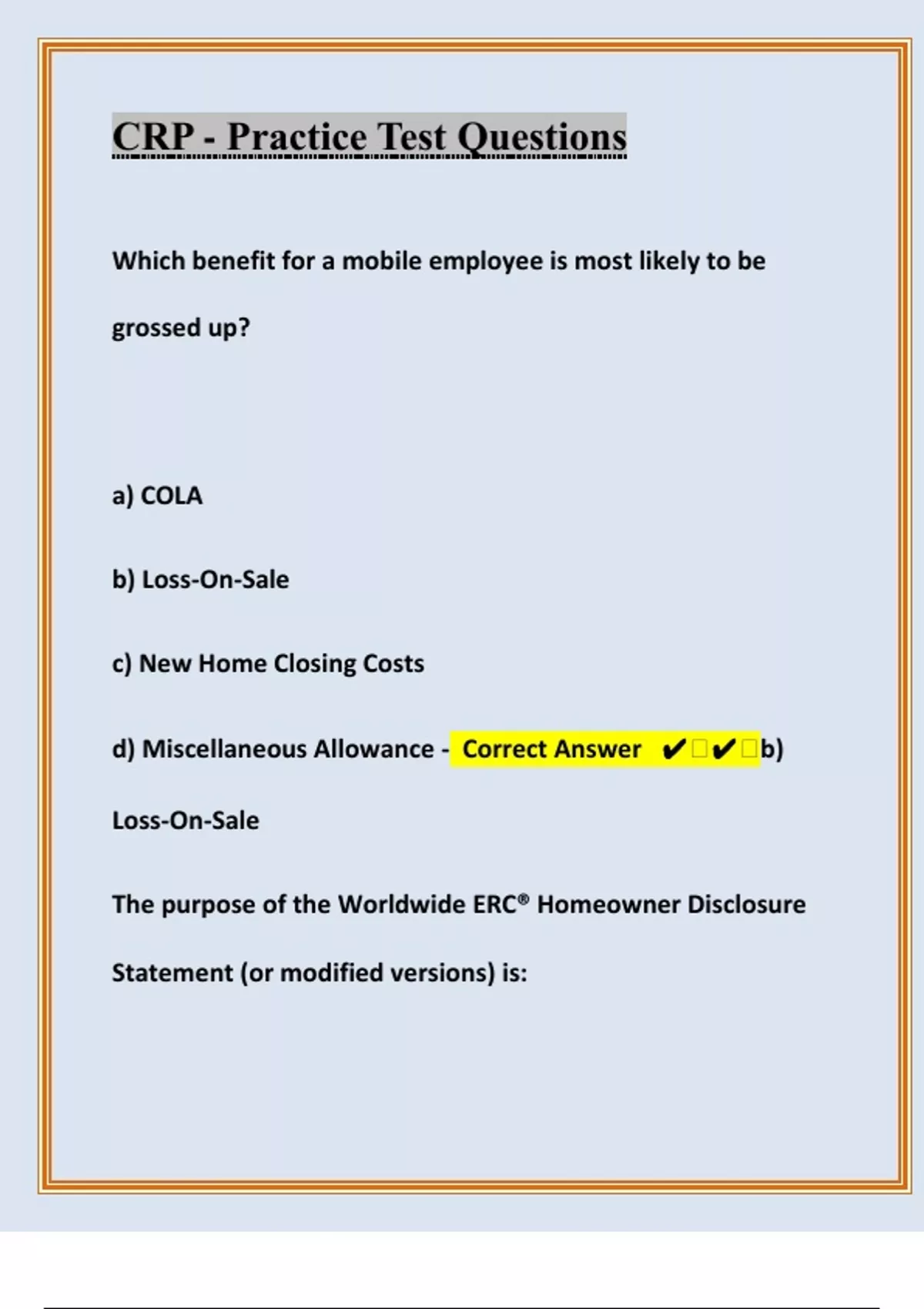 CRP - Practice Test Questions With Correct Complete Verified Solutions ...
