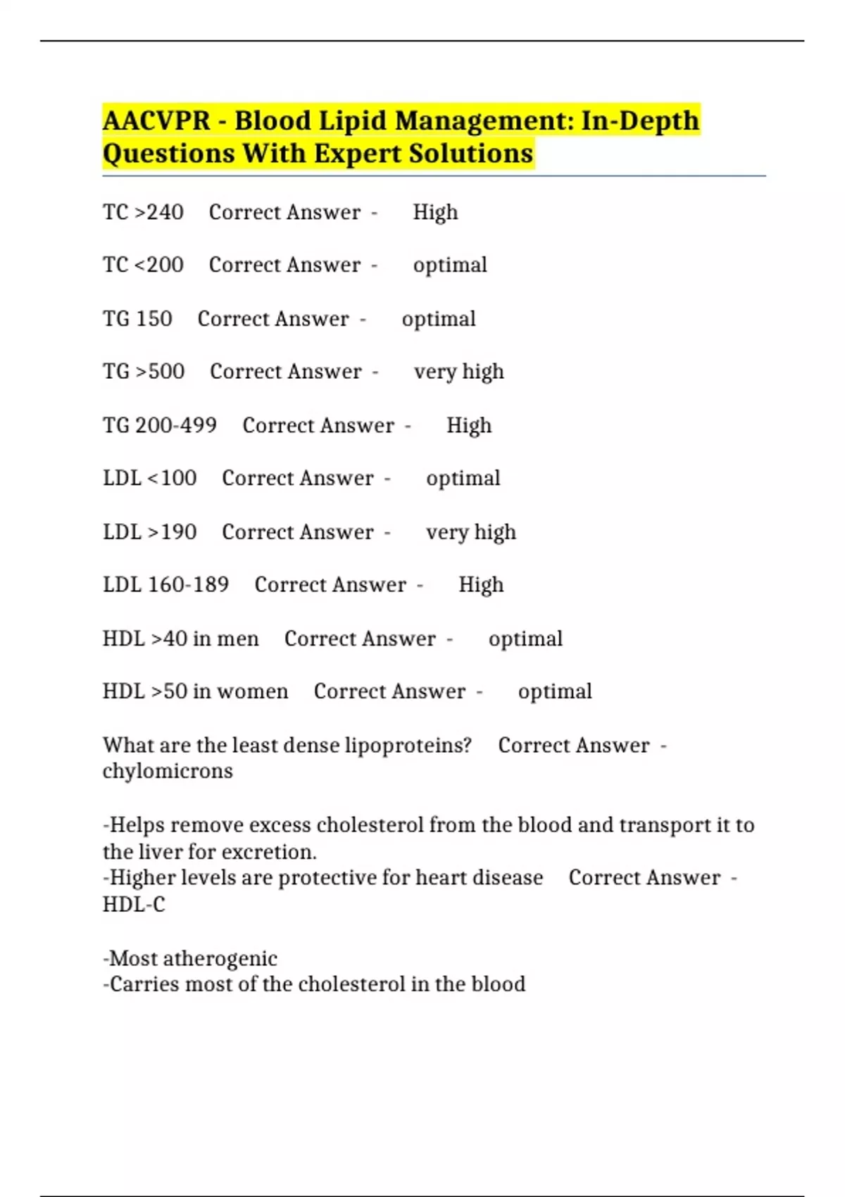 AACVPR - Blood Lipid Management: In-Depth Questions With Expert ...