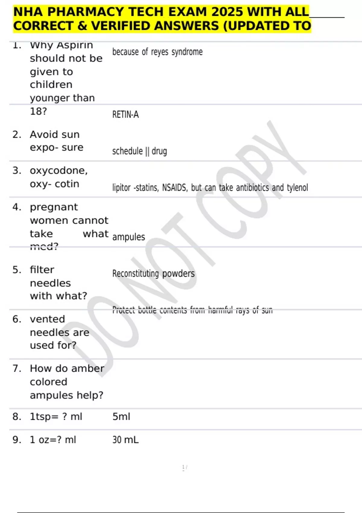NHA PHARMACY TECH EXAM 2025 WITH ALL CORRECT & VERIFIED ANSWERS ...