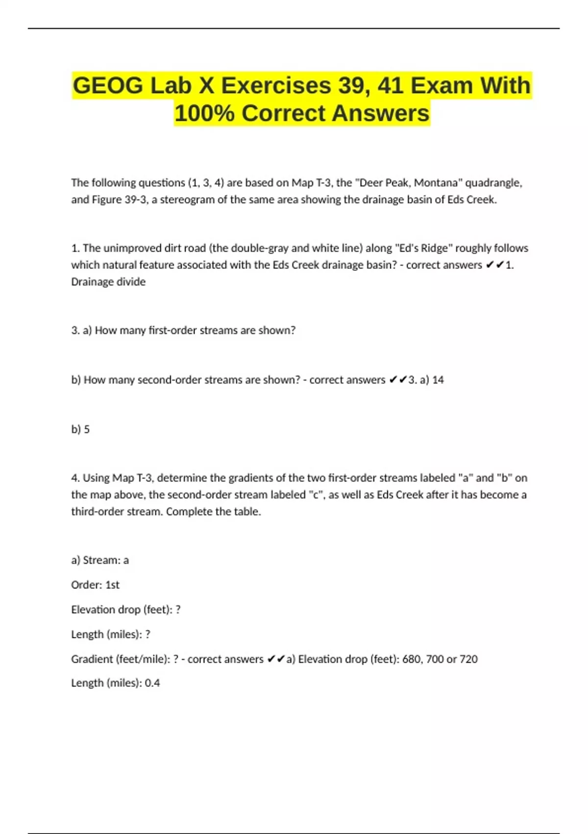 GEOG Lab X Exercises 39, 41 Exam With 100% Correct Answers - GEOG Lab X ...