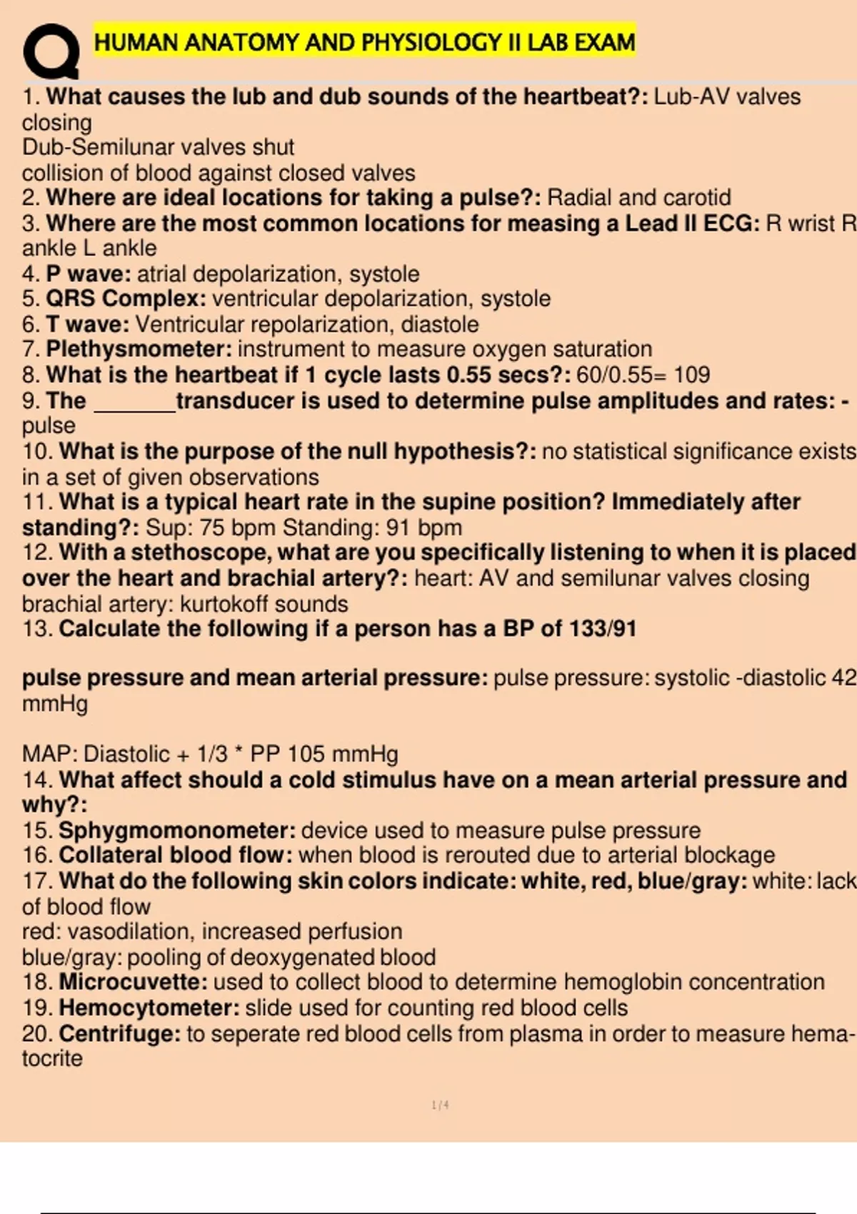 Comprehensive Guide to Human Anatomy & Physiology II Lab Exam guide ...