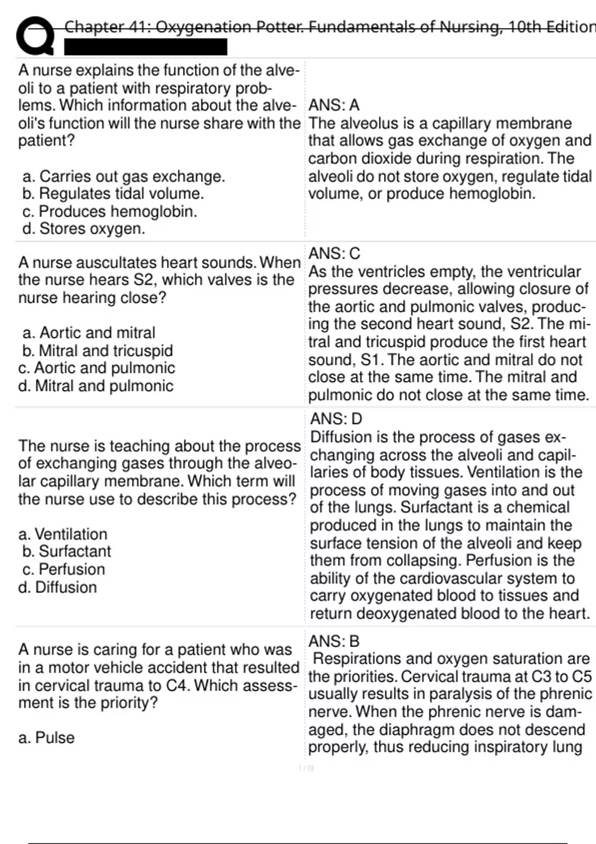 CHAPTER 41: OXYGENATION POTTER. FUNDAMENTALS OF NURSING, 10TH EDITION 2025 comprehensive ...