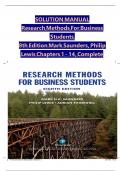 SOLUTION MANUAL Research Methods For Business Students 8th Edition Mark Saunders, Philip Lewis ...