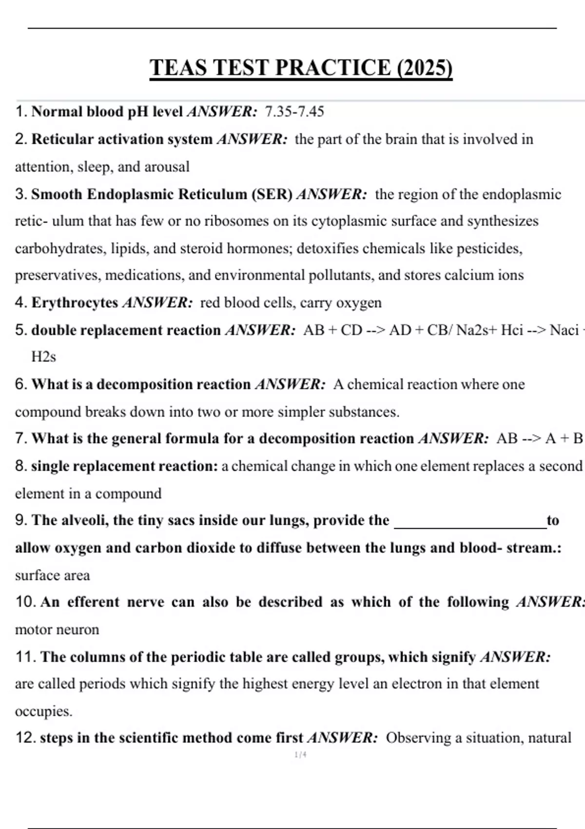ATI TEAS Practice Test A Questions with Correct Answers2025/2026 - ATI ...