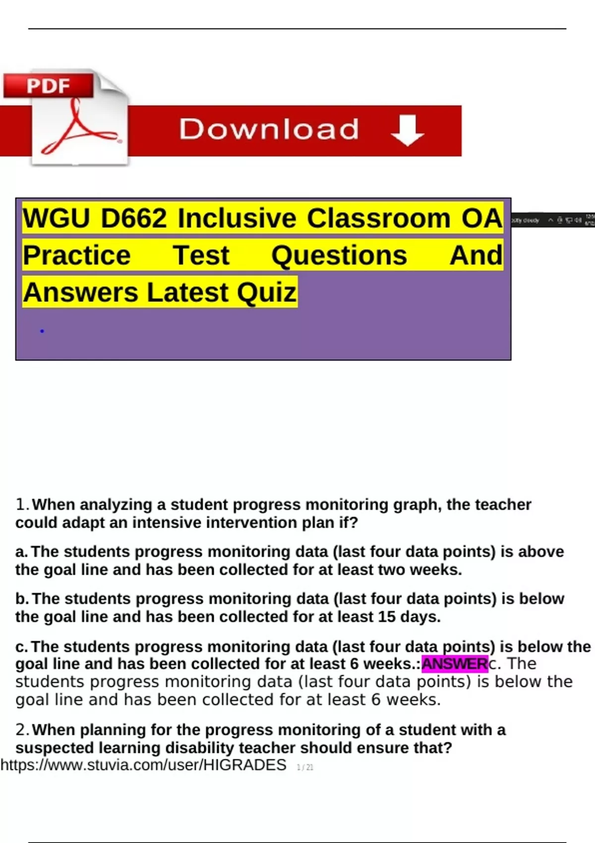 WGU D335 Intro to Python | OA | Objective Assessment | 15 Actual Questions and Answers | 2025 ...