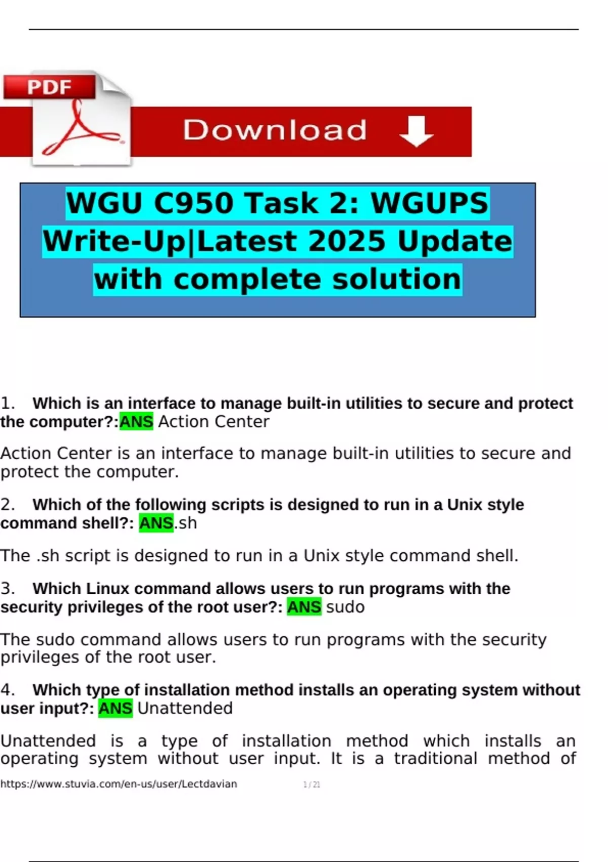 WGU C950 Task 2: WGUPS Write-Up|Latest 2025 Update with complete ...