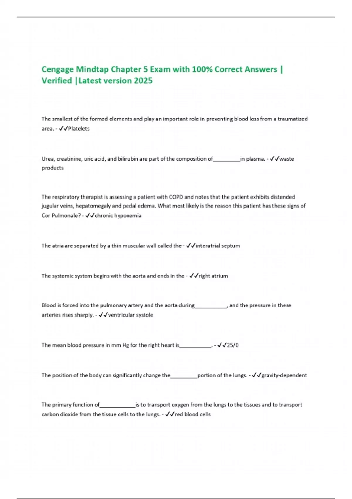 Cengage Mindtap Chapter 5 Exam with 100% Correct Answers | Verified ...