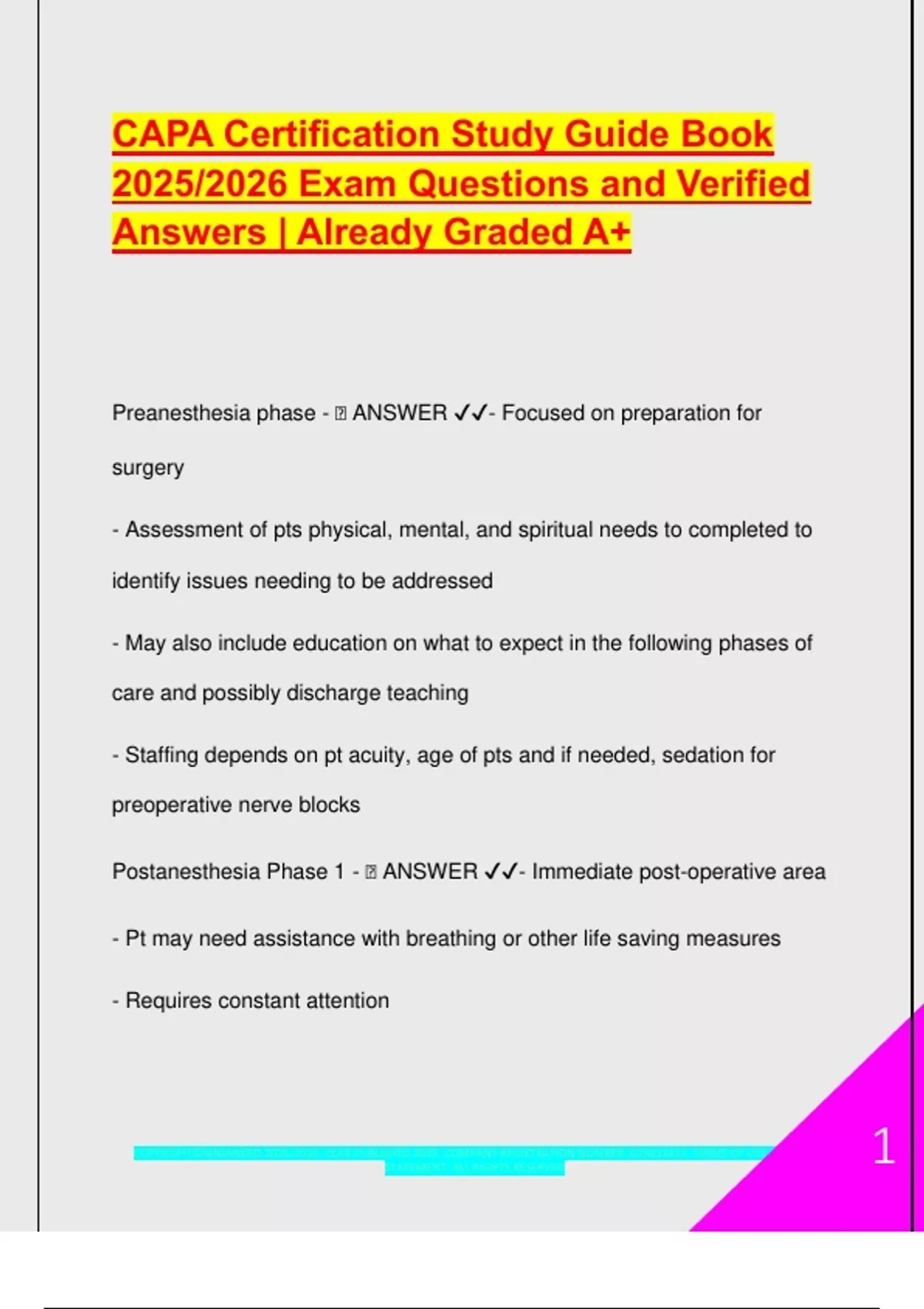 CAPA Certification Study Guide Book 2025/2026 – Full Exam Blueprint with A+ Answers, Clinical ...