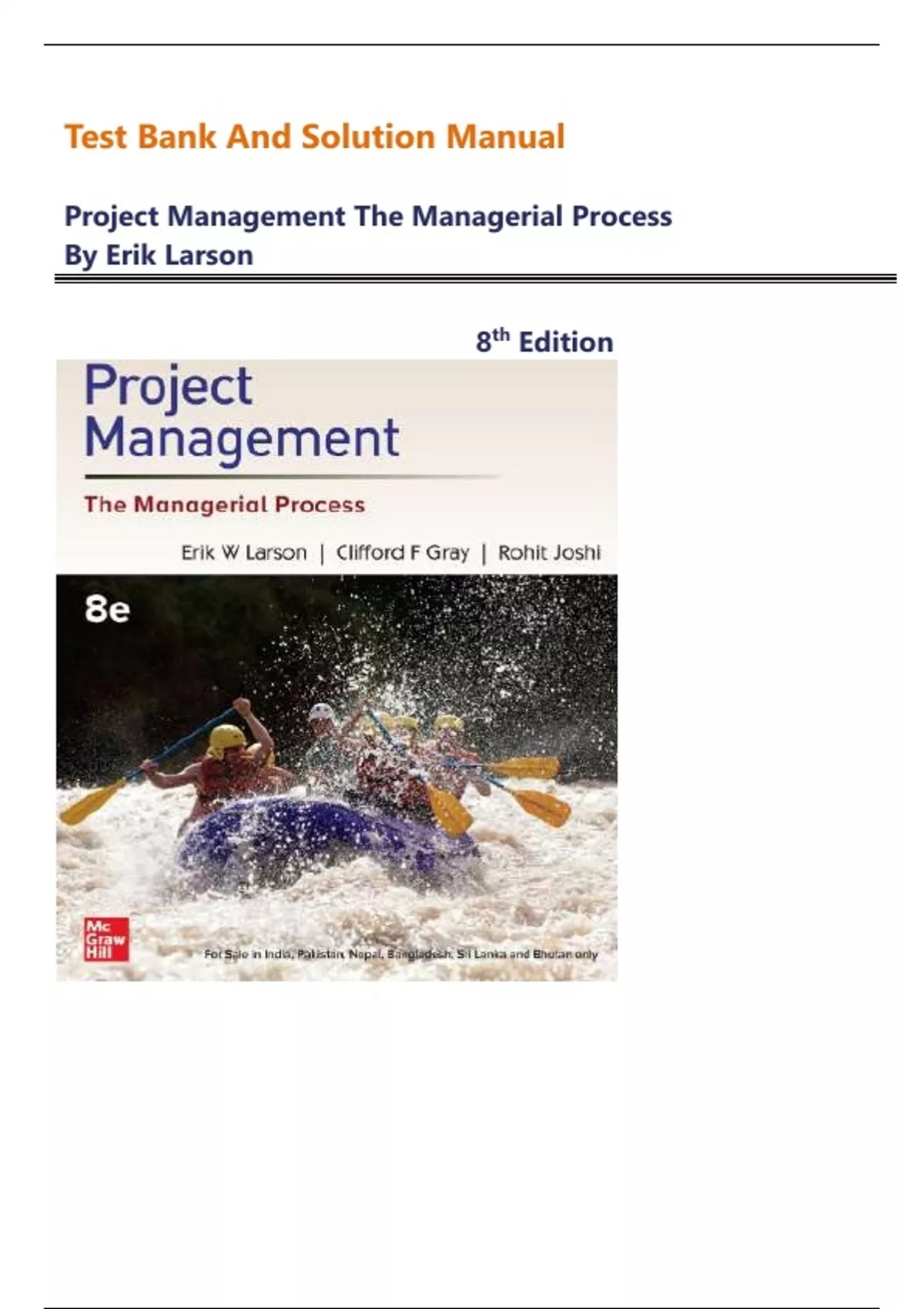 Test bank and Solution manual for Project Management The Managerial ...