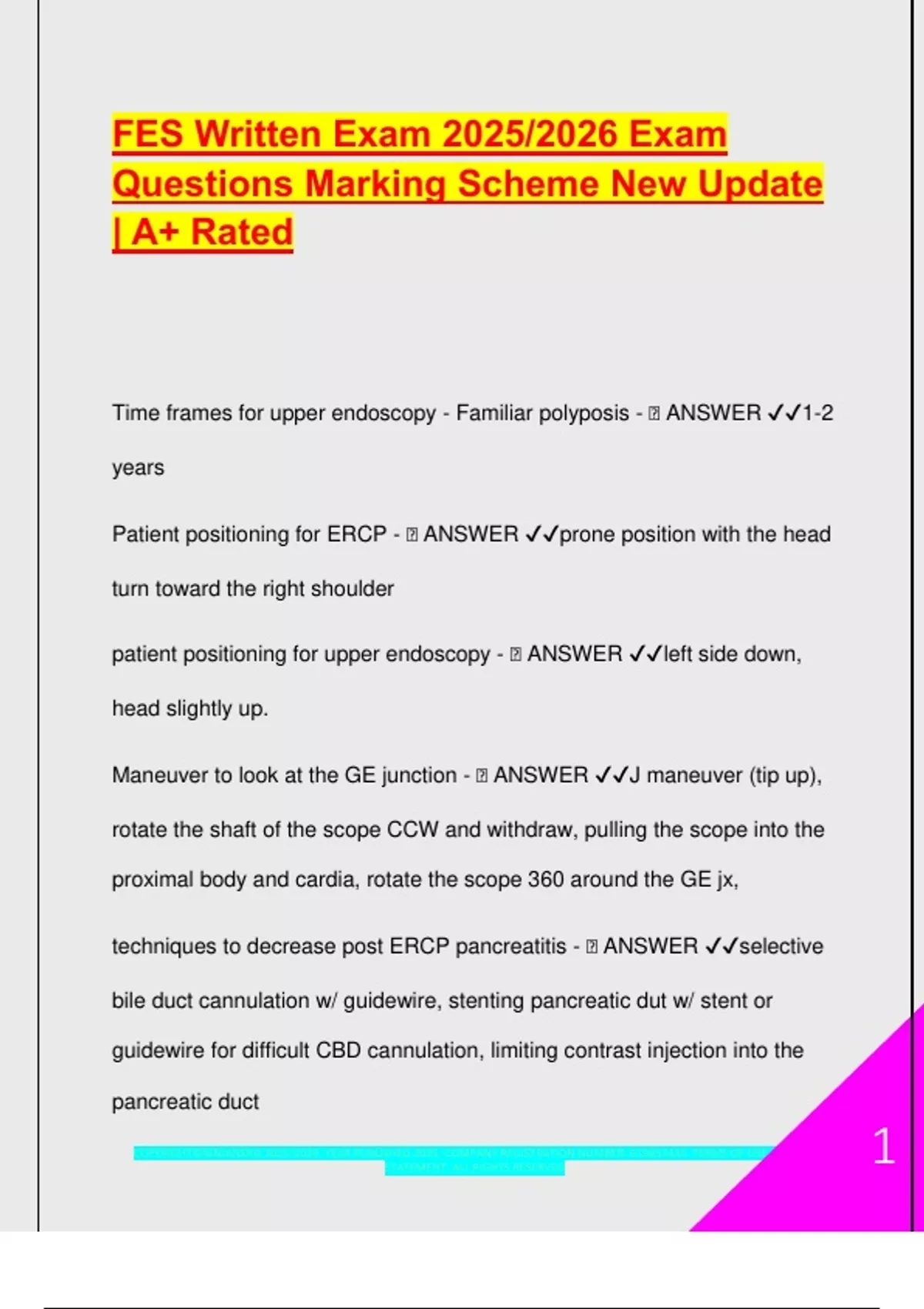 FES Written Exam 2025/2026 – Full Question Bank with Updated Marking ...